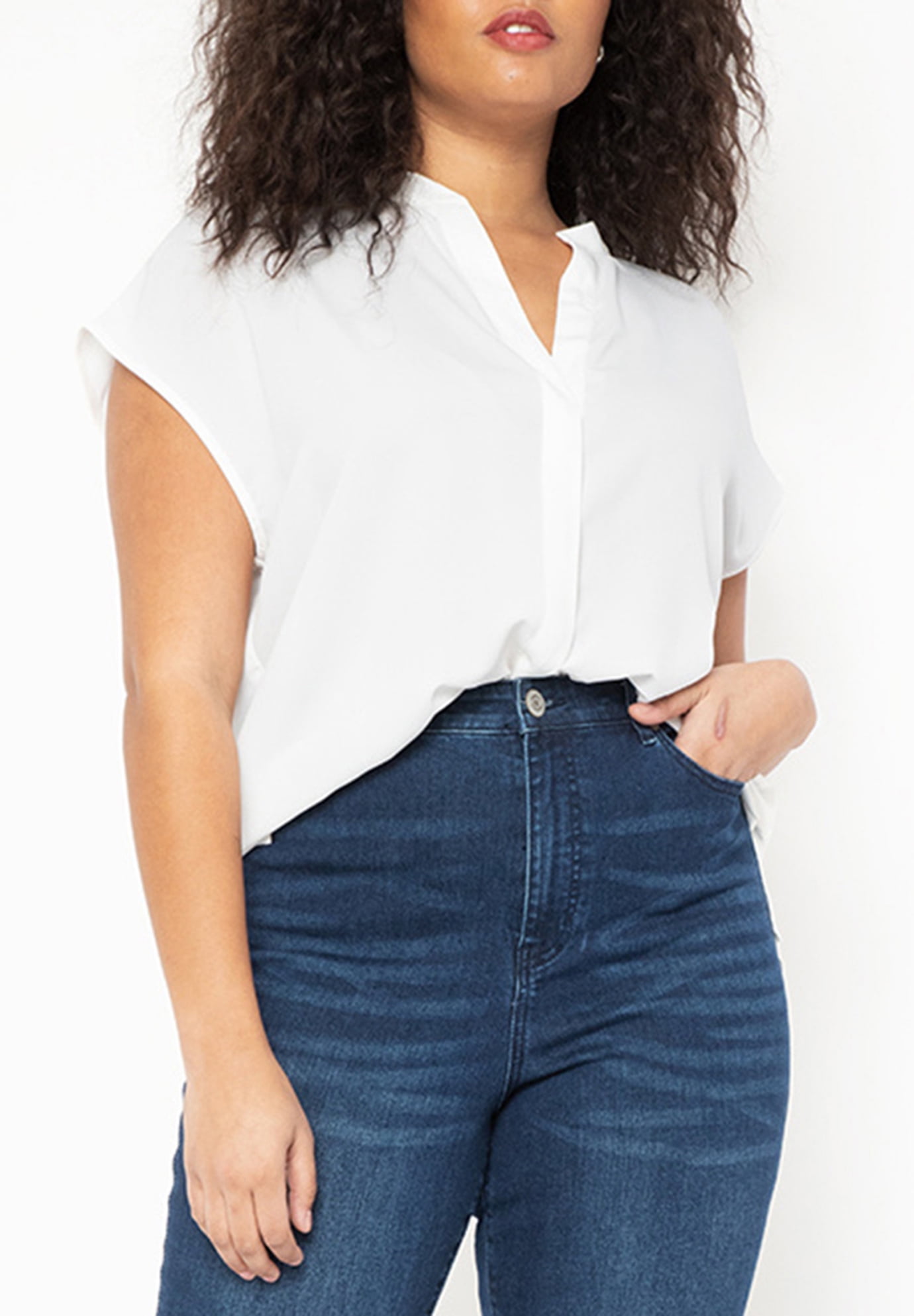 ELOQUII Women's Plus Size Notch Collar Blouse - Walmart.com