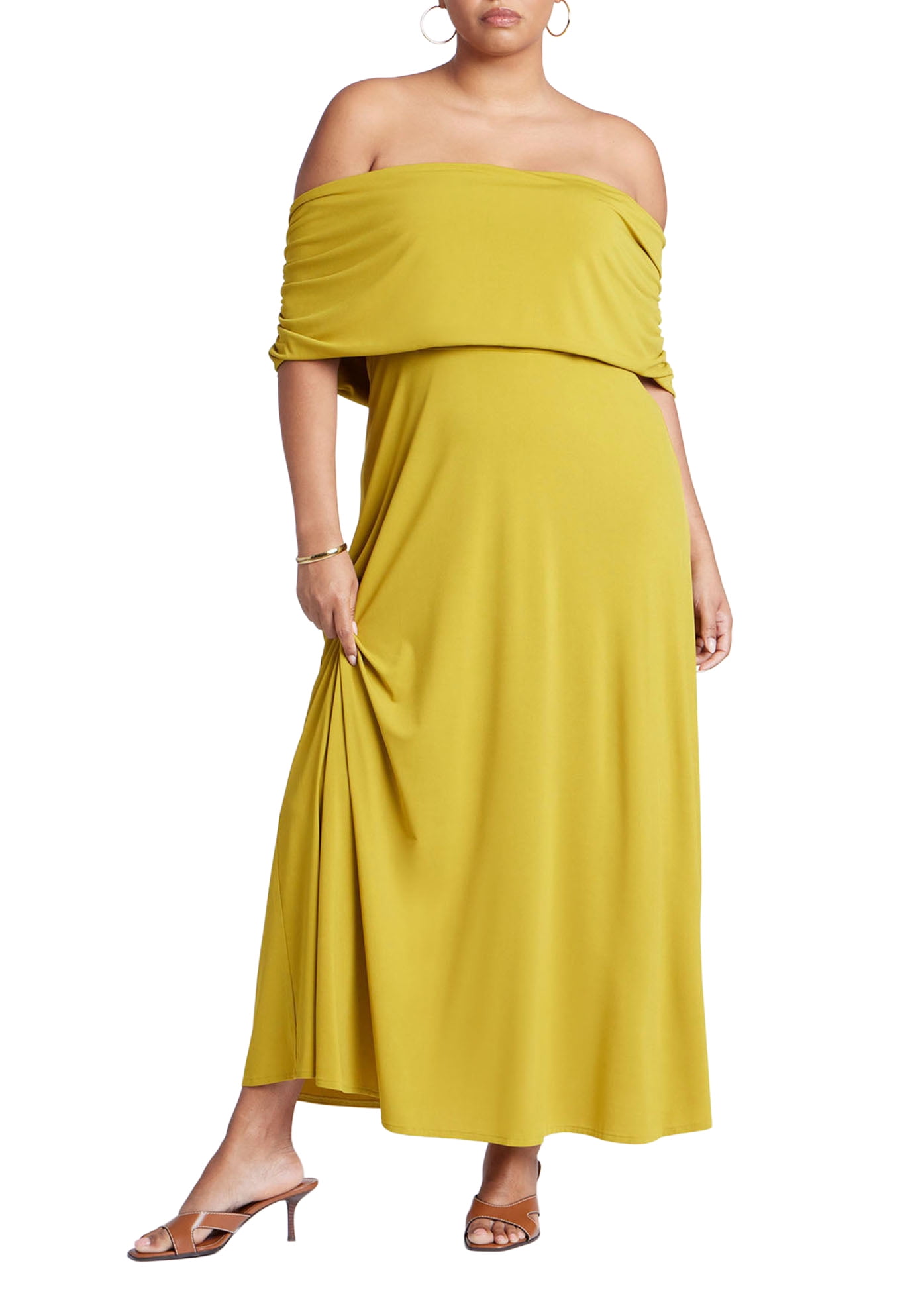 ELOQUII Women's Plus Size Off The Shoulder Maxi Dress - Walmart ...