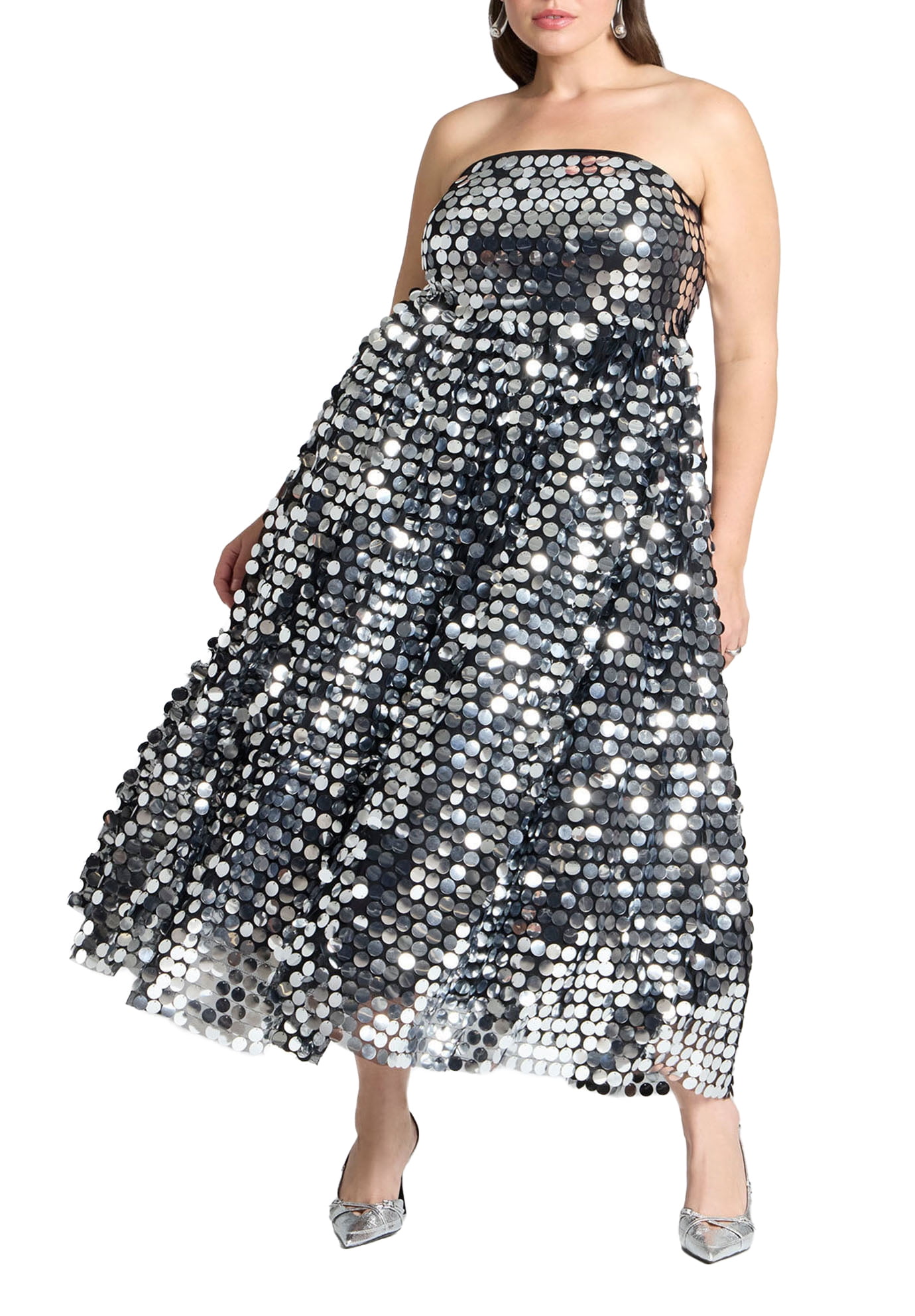 ELOQUII Women's Plus Size Paillette Dress With Big Skirt - Walmart.com