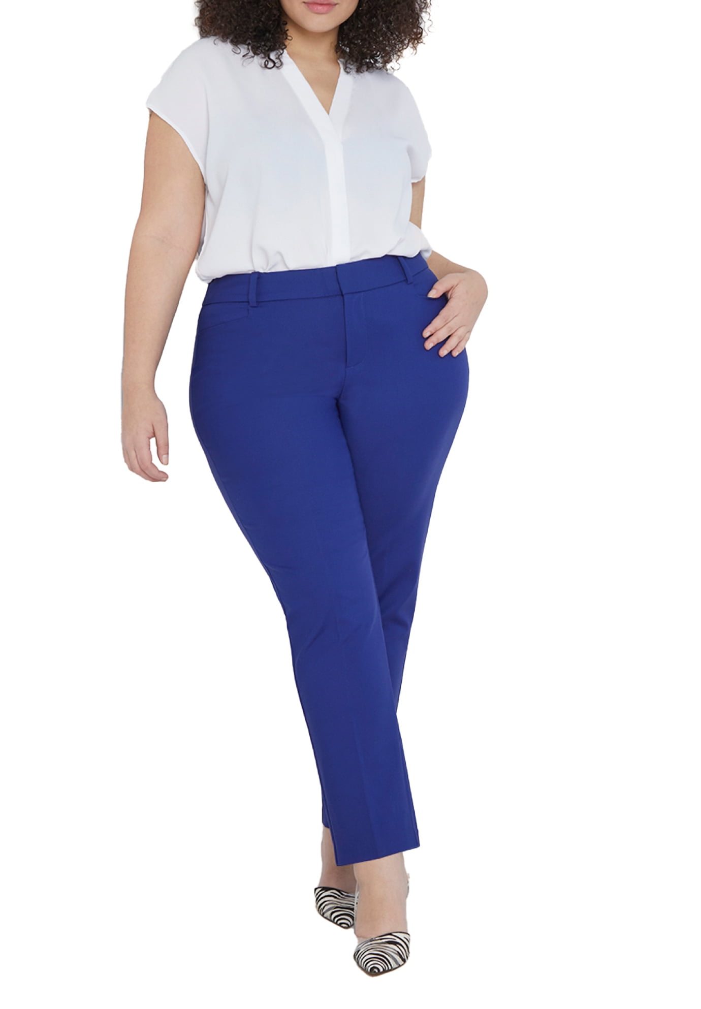ELOQUII Women's Plus Size Petite Kady Fit Double-Weave Pant - 20 ...