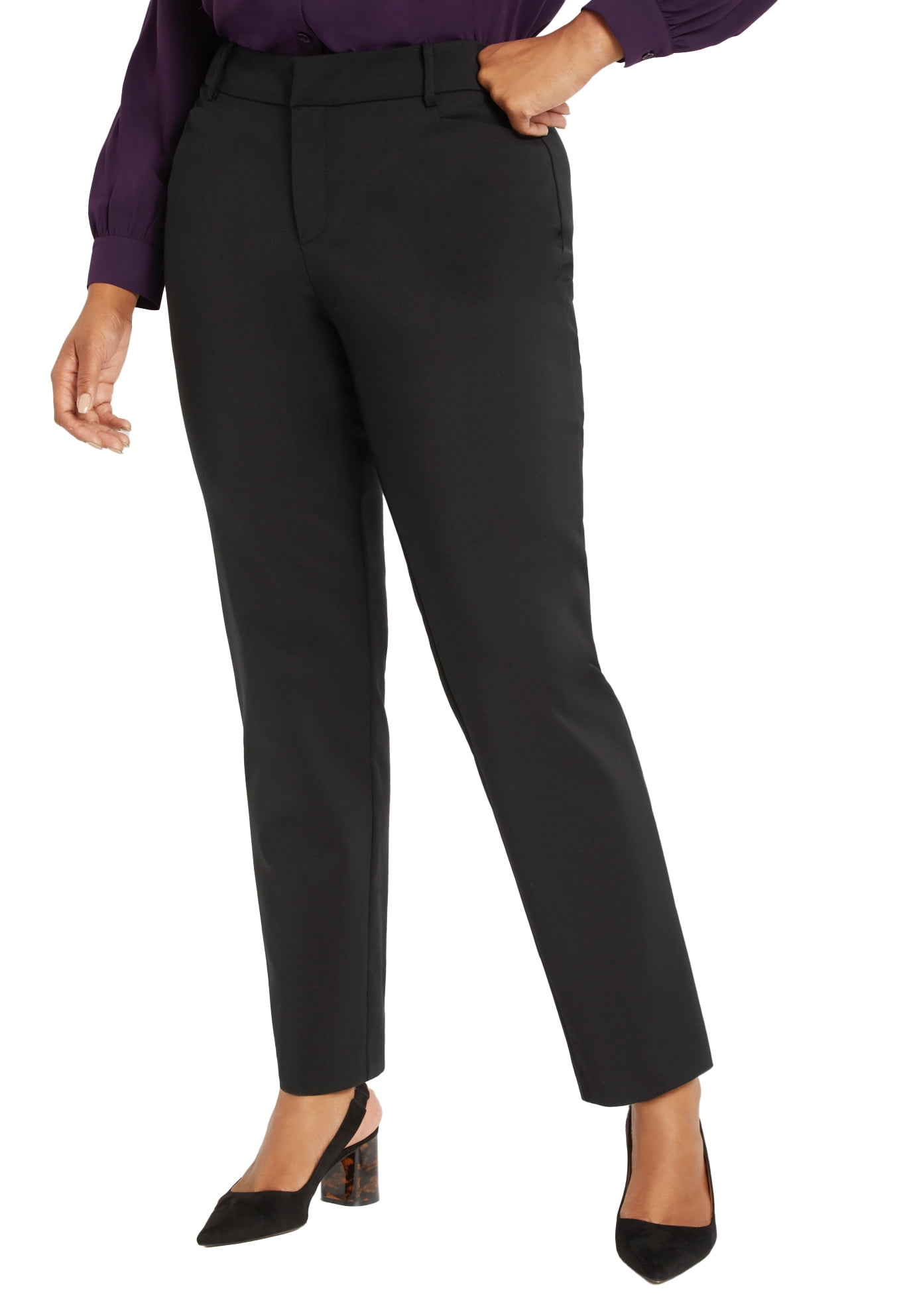 ELOQUII Women's Plus Size Petite Kady Fit Double-Weave Pant - Walmart.com