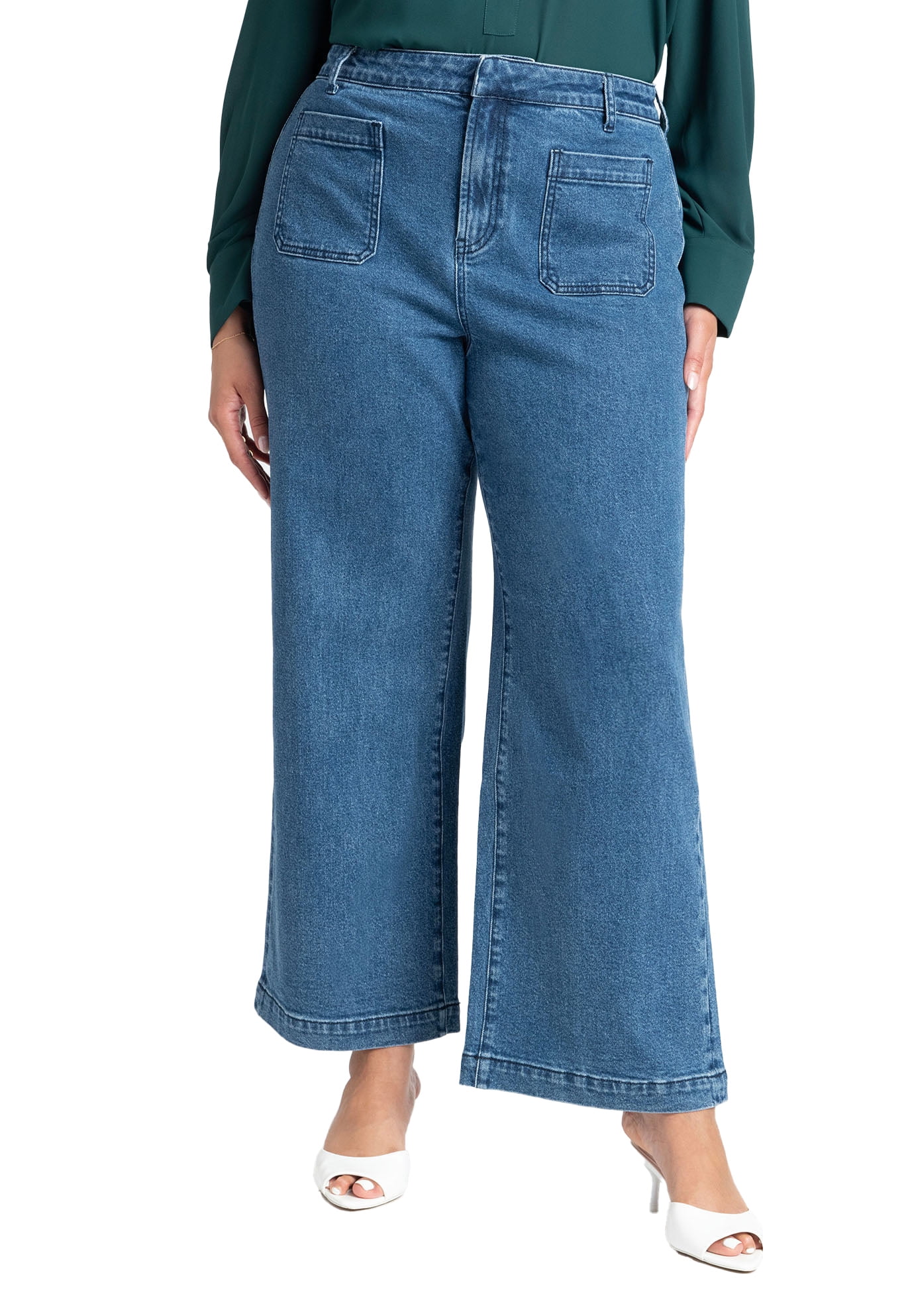 ELOQUII Women's Plus Size Petite The Trouser Jean - Walmart.com