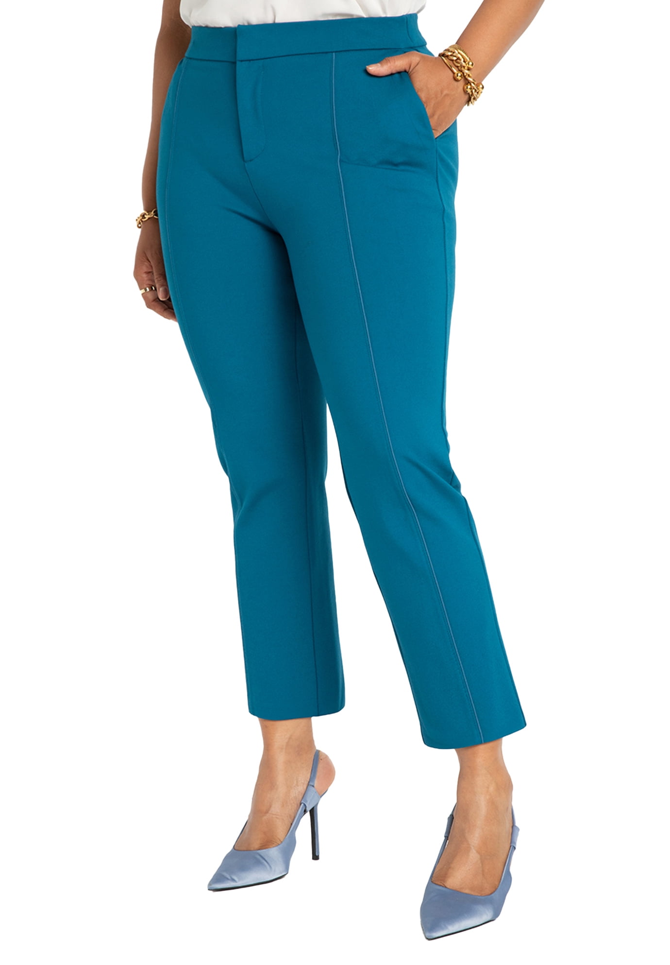 ELOQUII Women's Plus Size The Ultimate Stretch Slim Leg Pant - Walmart.com