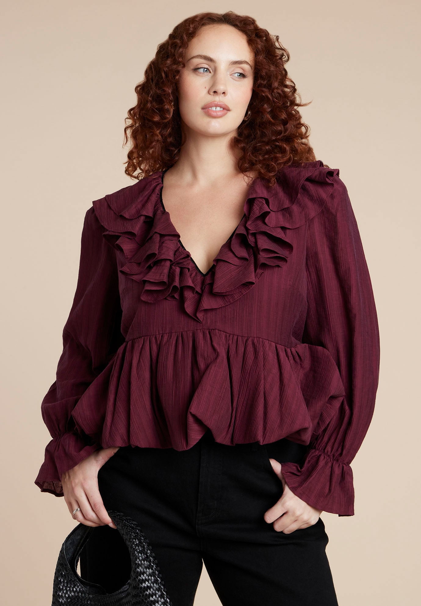 ELOQUII Women's Plus Size Romantic Ruffle Blouse - Walmart.com