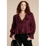 ELOQUII Women's Plus Size Romantic Ruffle Blouse - Walmart.com