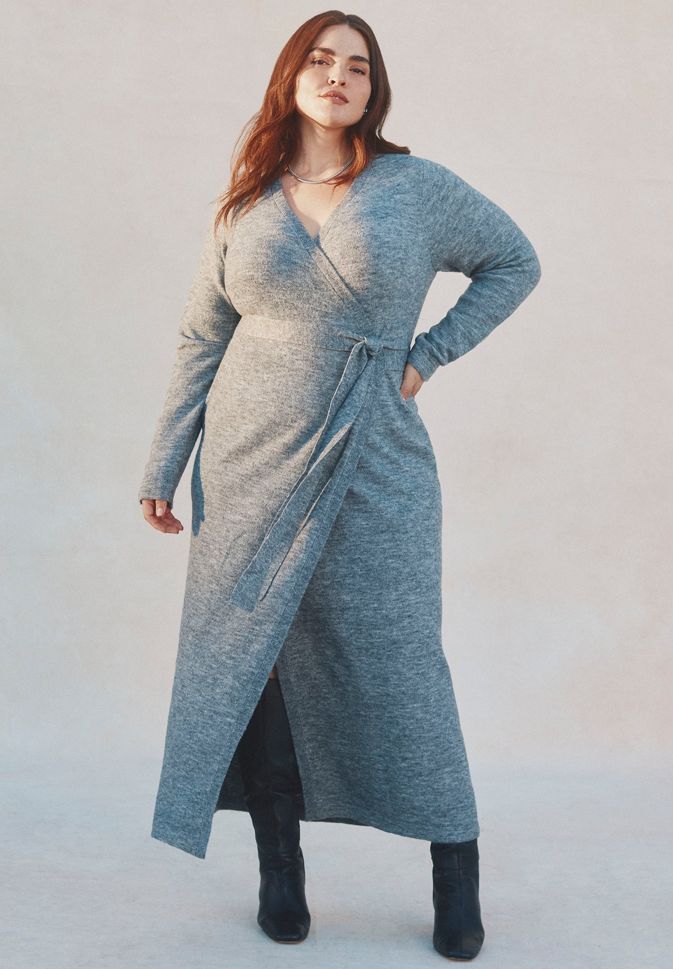 ELOQUII Women's Plus Size Sweater Wrap Dress - Walmart.com