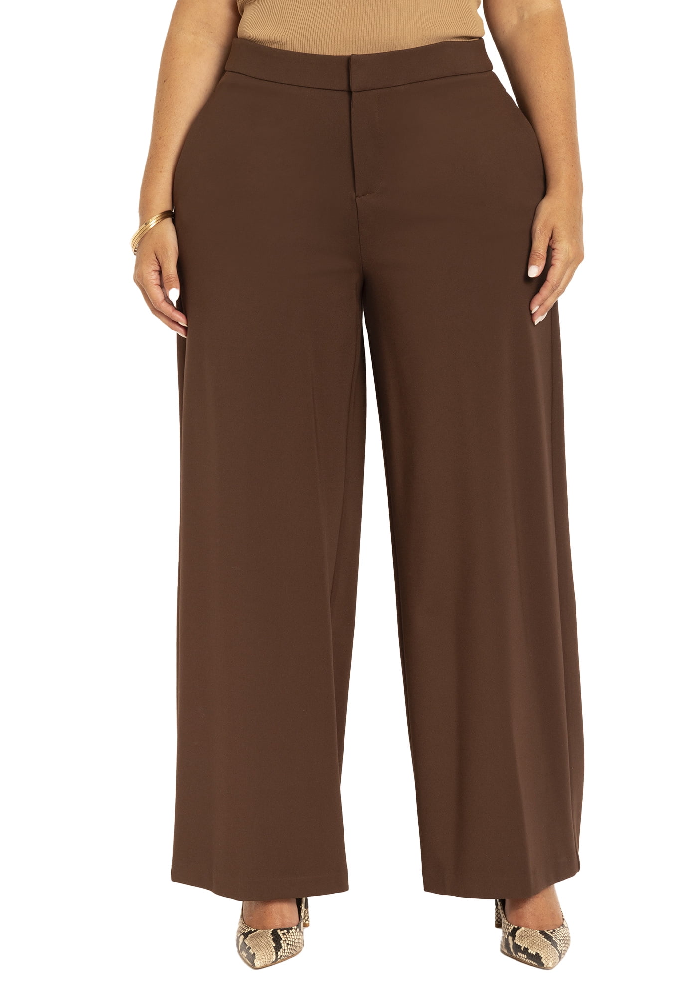 ELOQUII Women's Plus Size The Ultimate Stretch Wide Leg Pant - Walmart.com