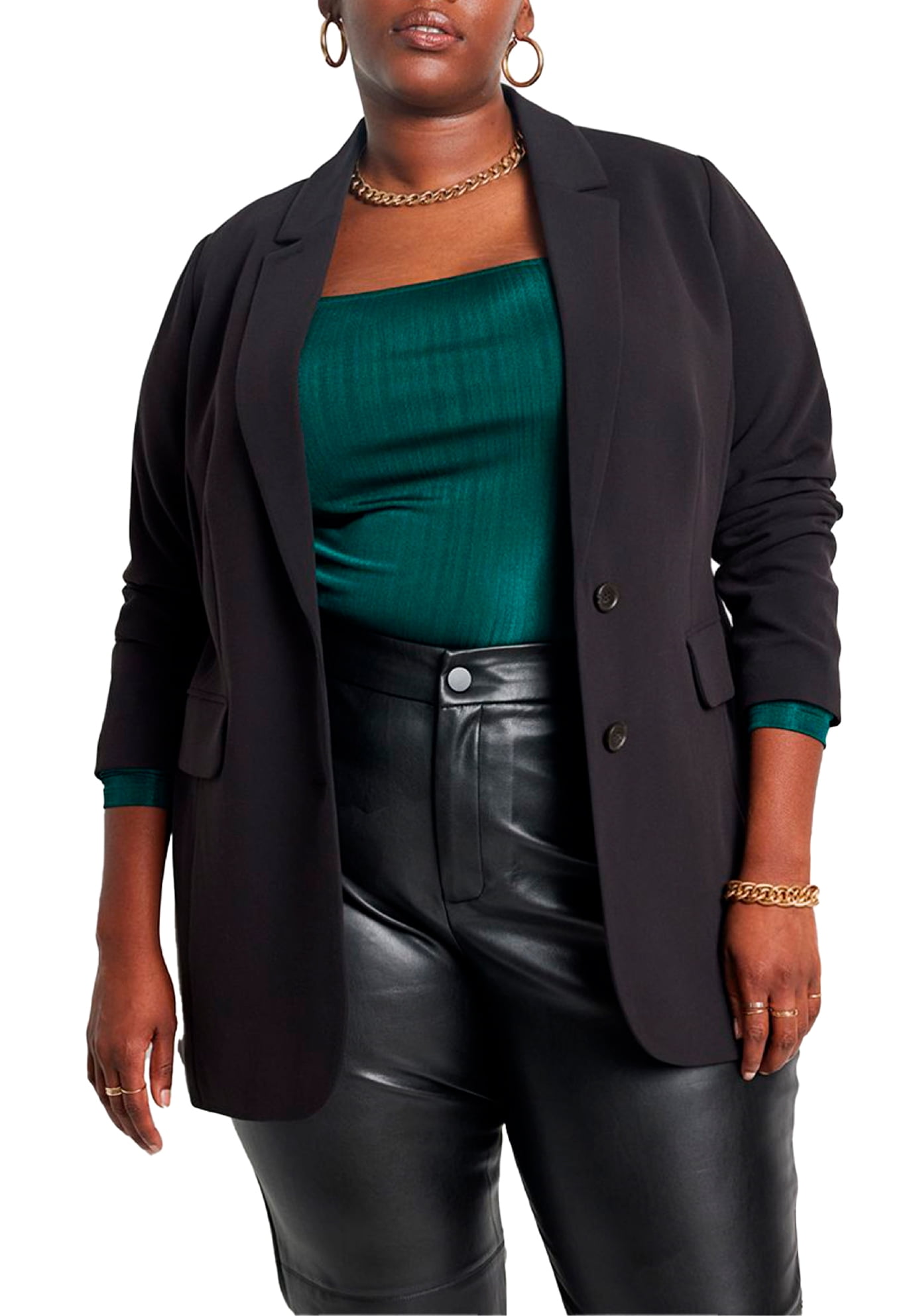 ELOQUII Women's Plus Size The 365 Semi Stretch Two Button Blazer ...