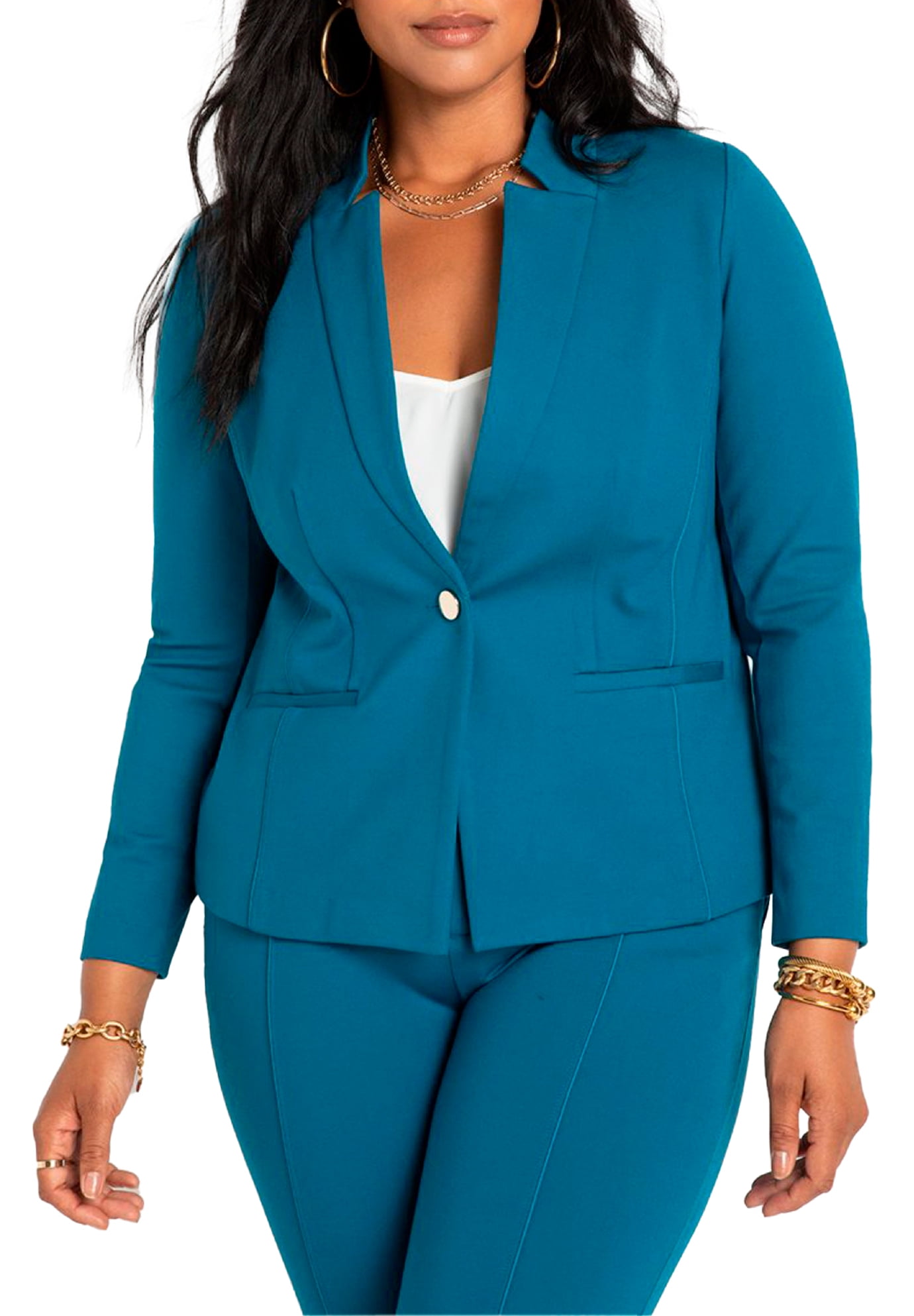 ELOQUII Women's Plus Size The Ultimate Stretch One Button Blazer ...