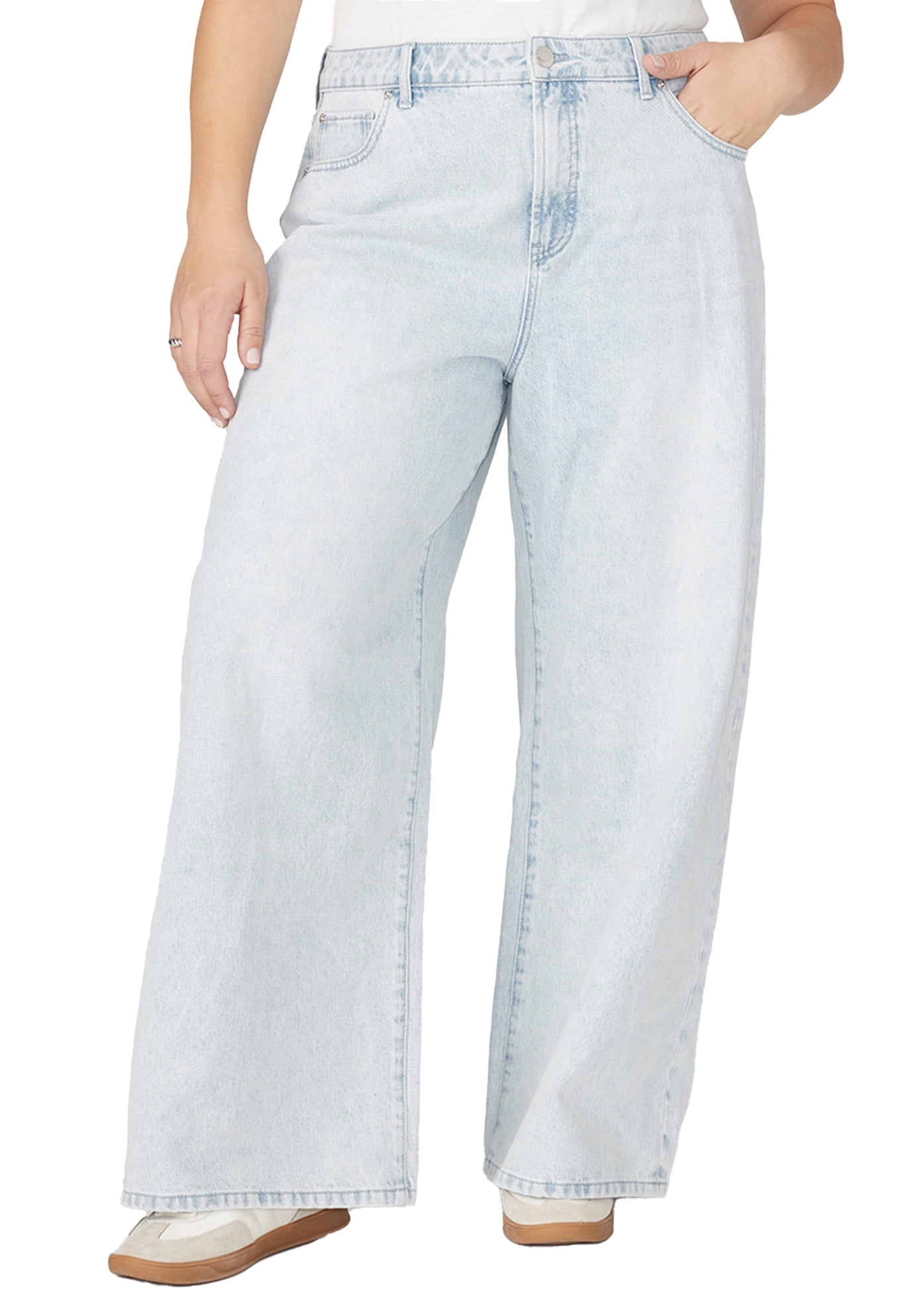 ELOQUII Women's Plus Size The Yvette Rigid Wide Leg Jean - Walmart.com