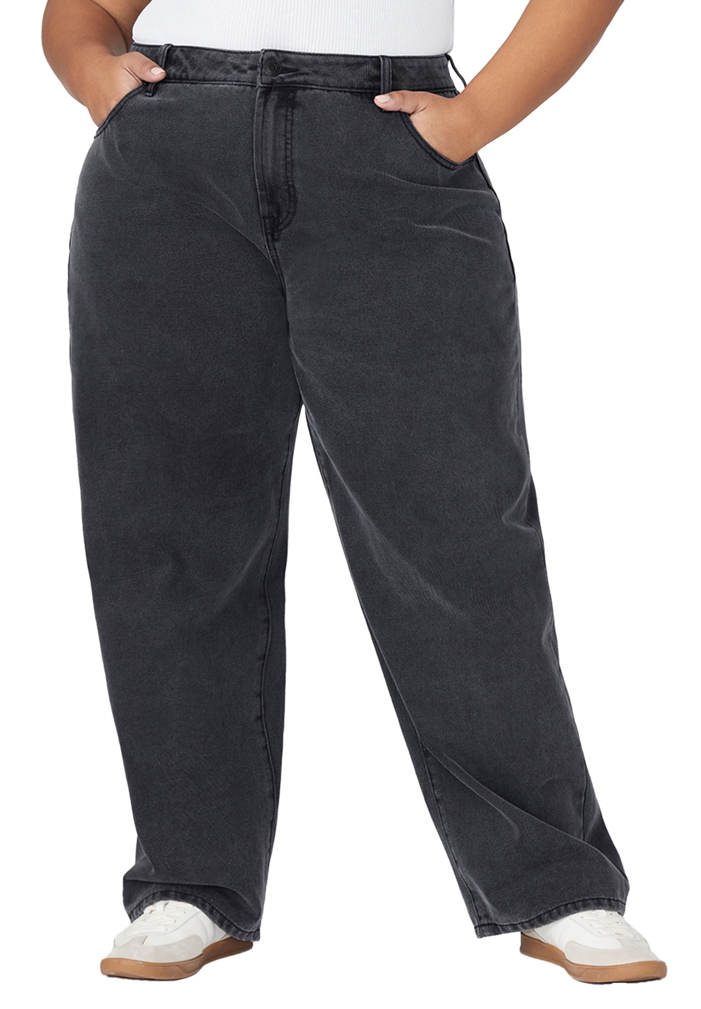 ELOQUII Women's Plus Size The Yvette Rigid Wide Leg Jean - Walmart.com