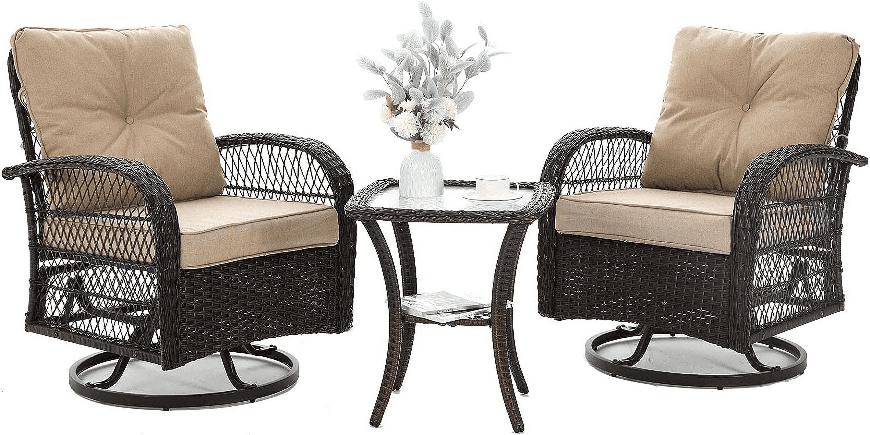 MoNiBloom 3 Pieces Outdoor Patio Furniture Rattan Wicker Table & Chairs ...