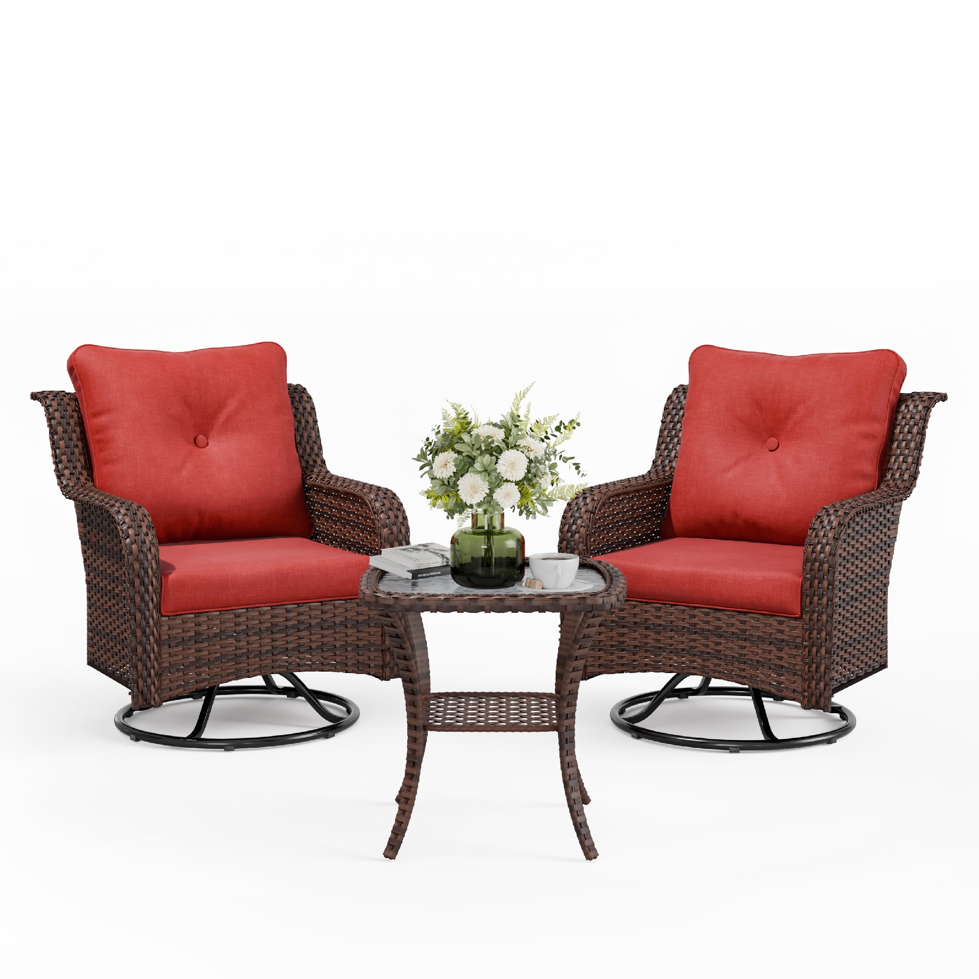 ELPOSUN 3 Pieces Patio Furniture Set, Outdoor Swivel Gliders Rocker ...