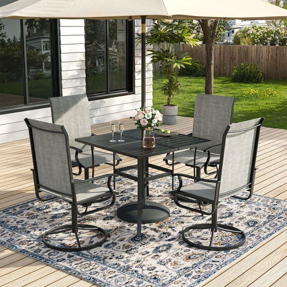 ELPOSUN 5 Piece Outdoor Patio Dining Set Swivel High Back Textilene ...