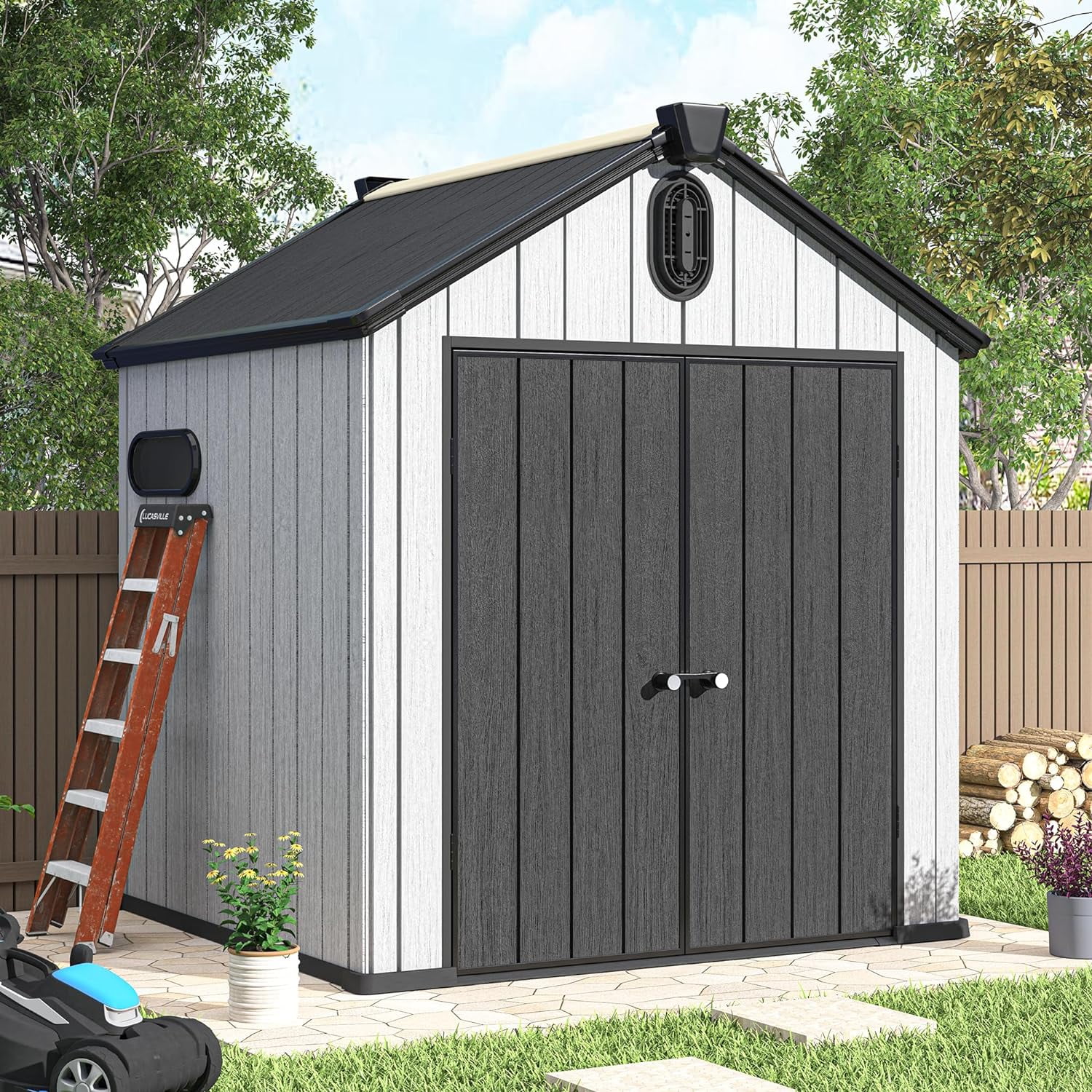 ELPOSUN 6x6 FT Resin Storage Shed, Weather Resistant Outdoor Plastic ...