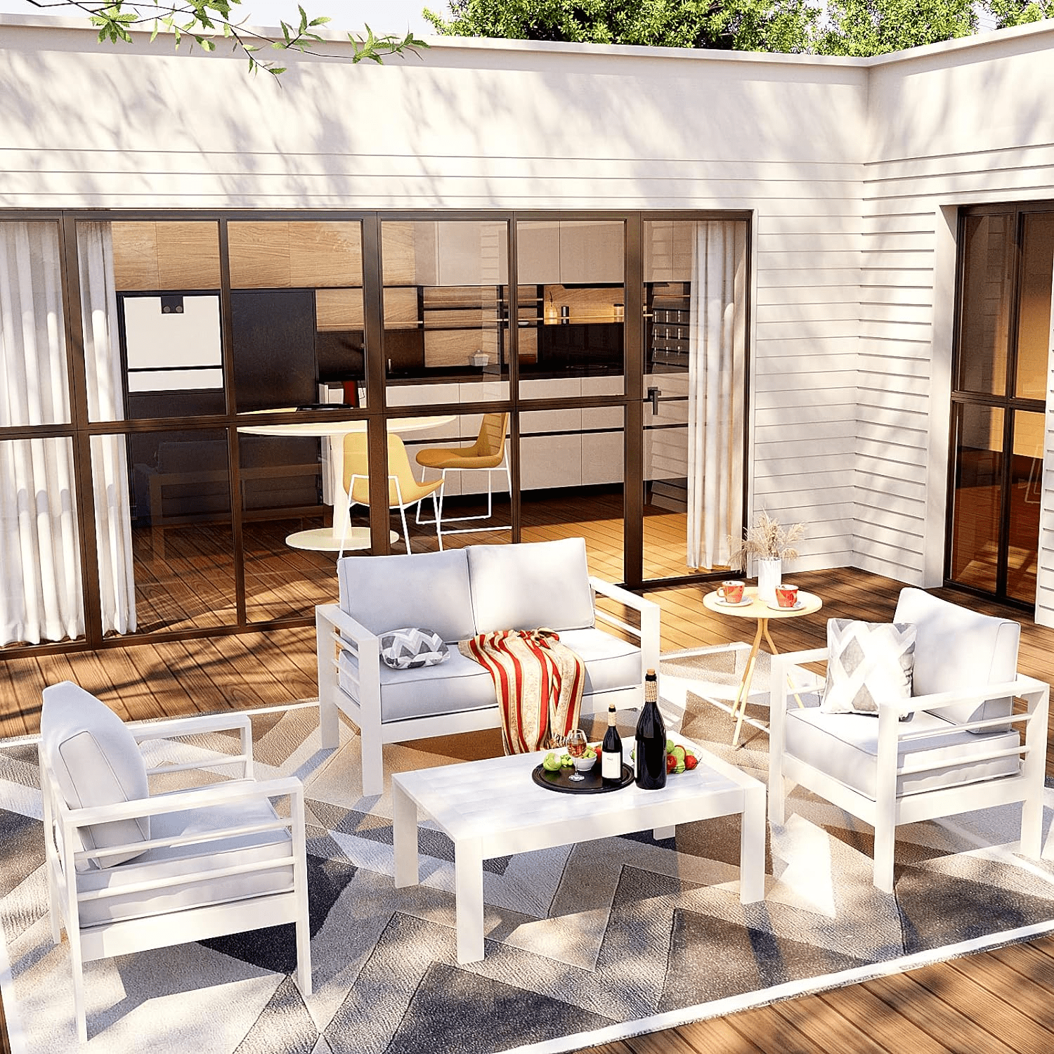 ELPOSUN Aluminum Patio Furniture Set, 5 Pieces Modern Patio ...