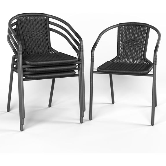 ELPOSUN Outdoor Dining Chairs, Stackable Wicker Bistro Chairs, Rattan ...