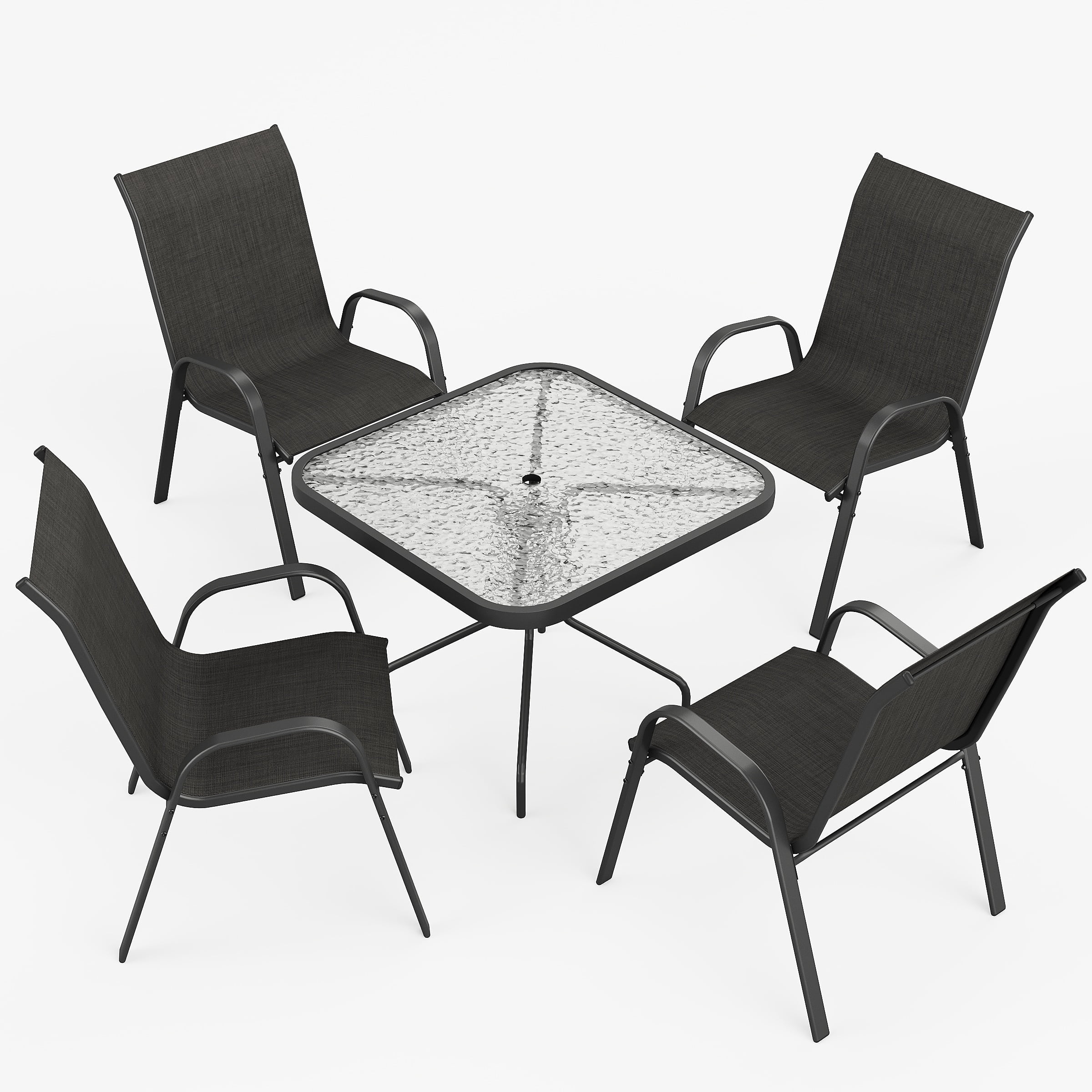 ELPOSUN Outdoor Dining Set of 5, Patio Table and Chairs Set, Textured ...