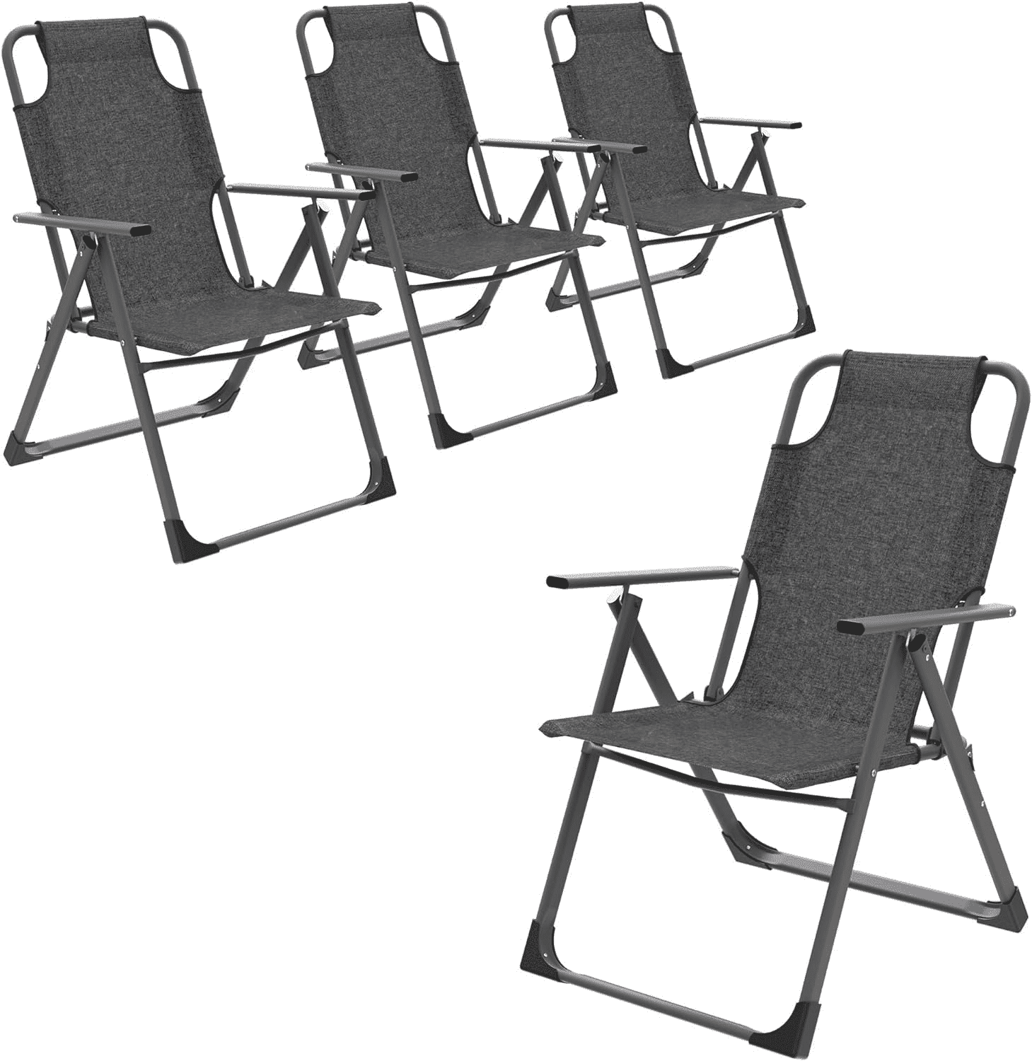 ELPOSUN Outdoor Folding Patio Sling Chairs Set, Heavy Duty Recliner ...