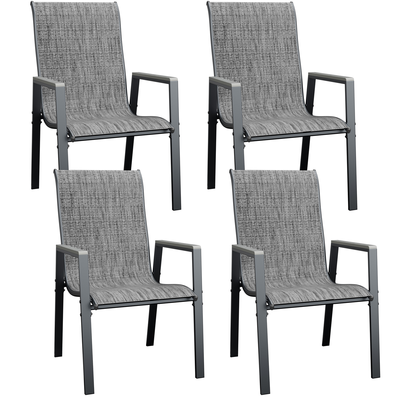 Dextrus Outdoor Dining Chair Set of 4 Patio Rope Woven Stackable Chairs ...
