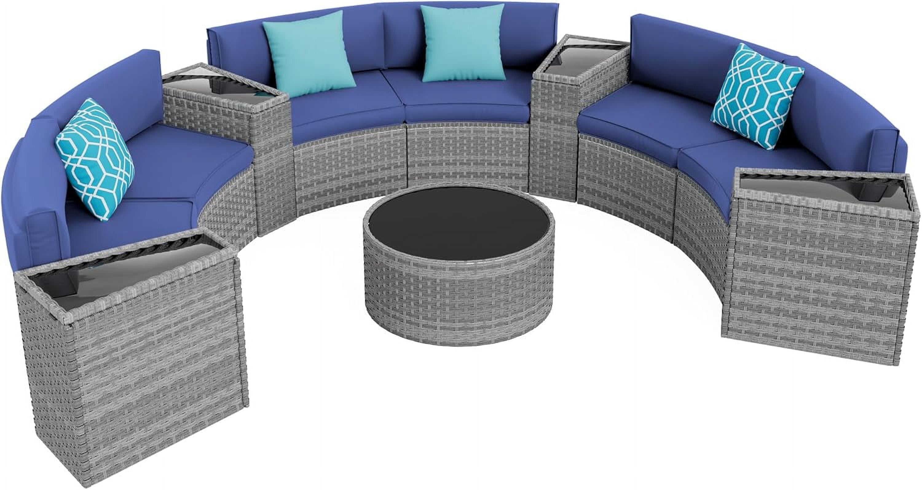 ELPOSUN Outdoor Patio Furniture Sets, 11 Pieces Curved Patio Sectional ...