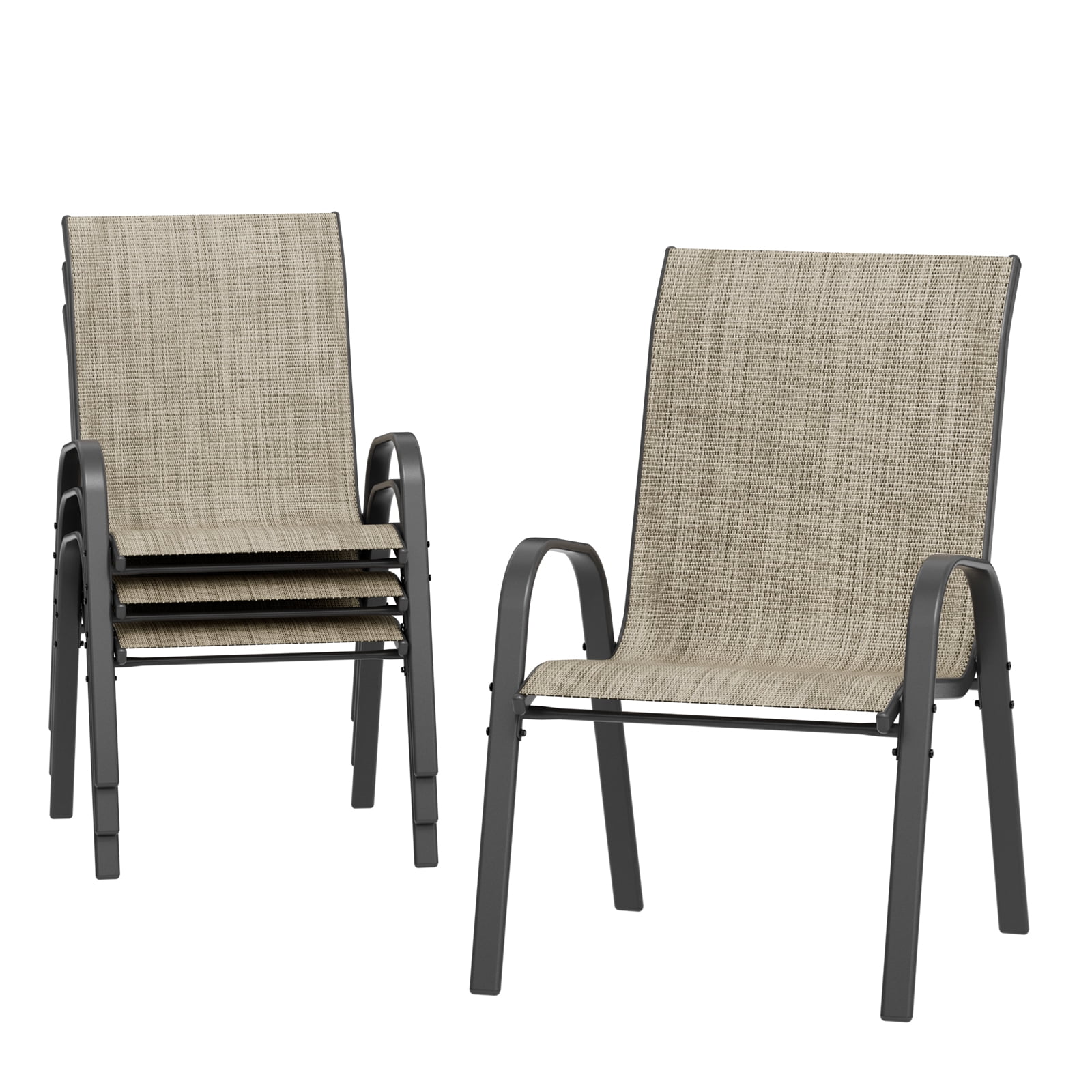 ELPOSUN Patio Chairs Set of 4, Outdoor Stackable Dining Chairs for All ...