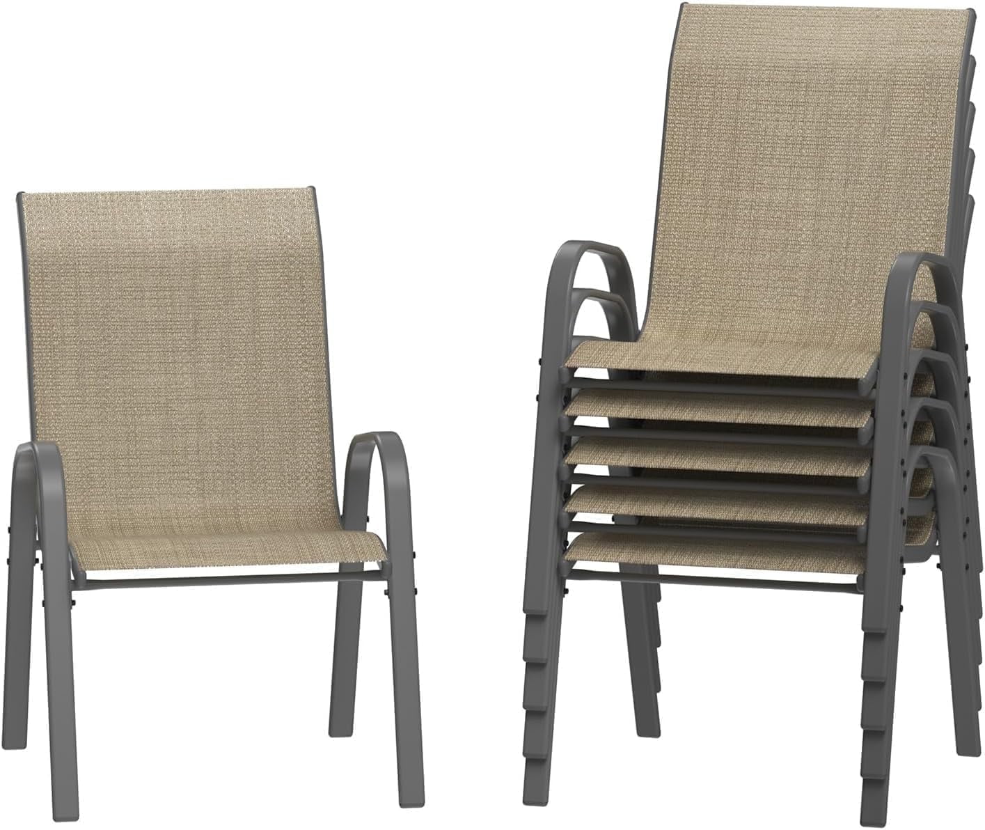 ELPOSUN Patio Chairs Set of 6, Outdoor Stackable Dining Chairs for All ...
