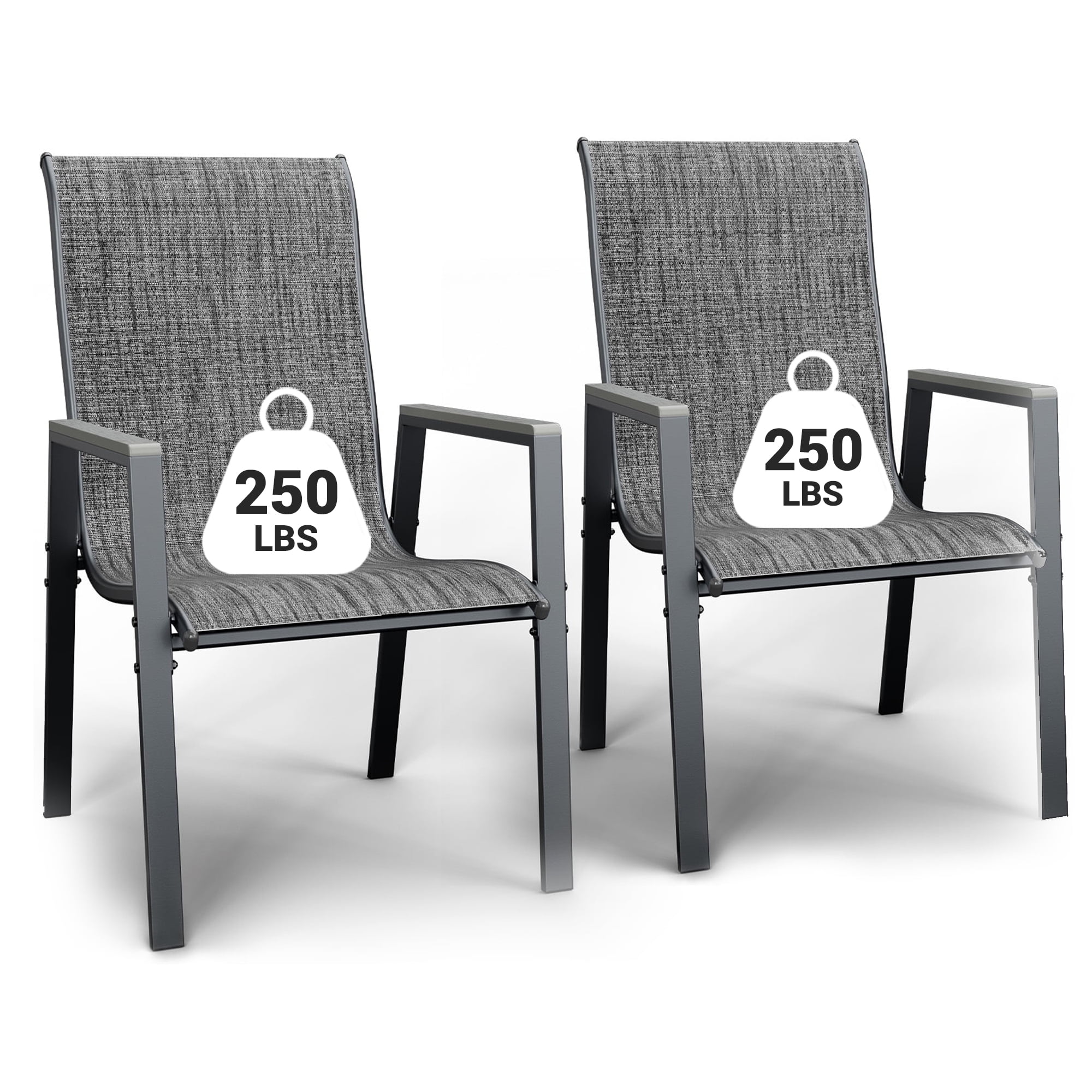 Elposun Set of 2 Patio Dining Chairs with High Back, Textilene Fabric ...