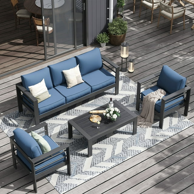 ELPOSUN Patio Furniture Set, 6 Pcs Metal Modern Outdoor Sofa Sets ...