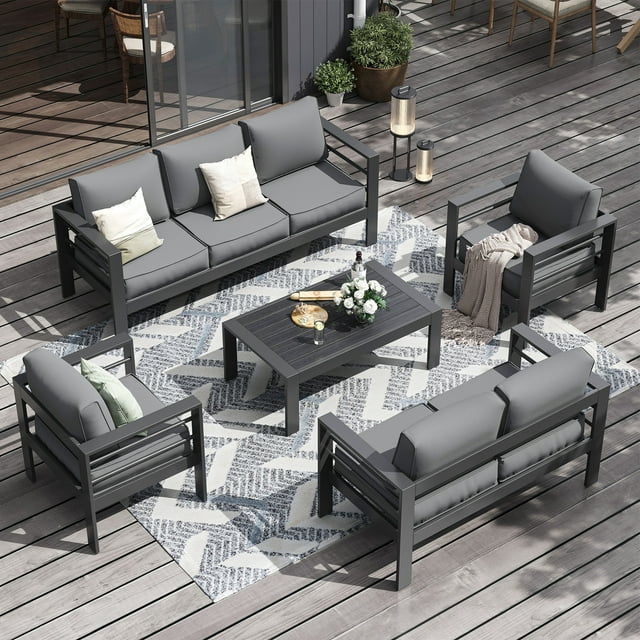 ELPOSUN Modern Aluminum Patio Furniture Set for Backyard, Metal Patio ...