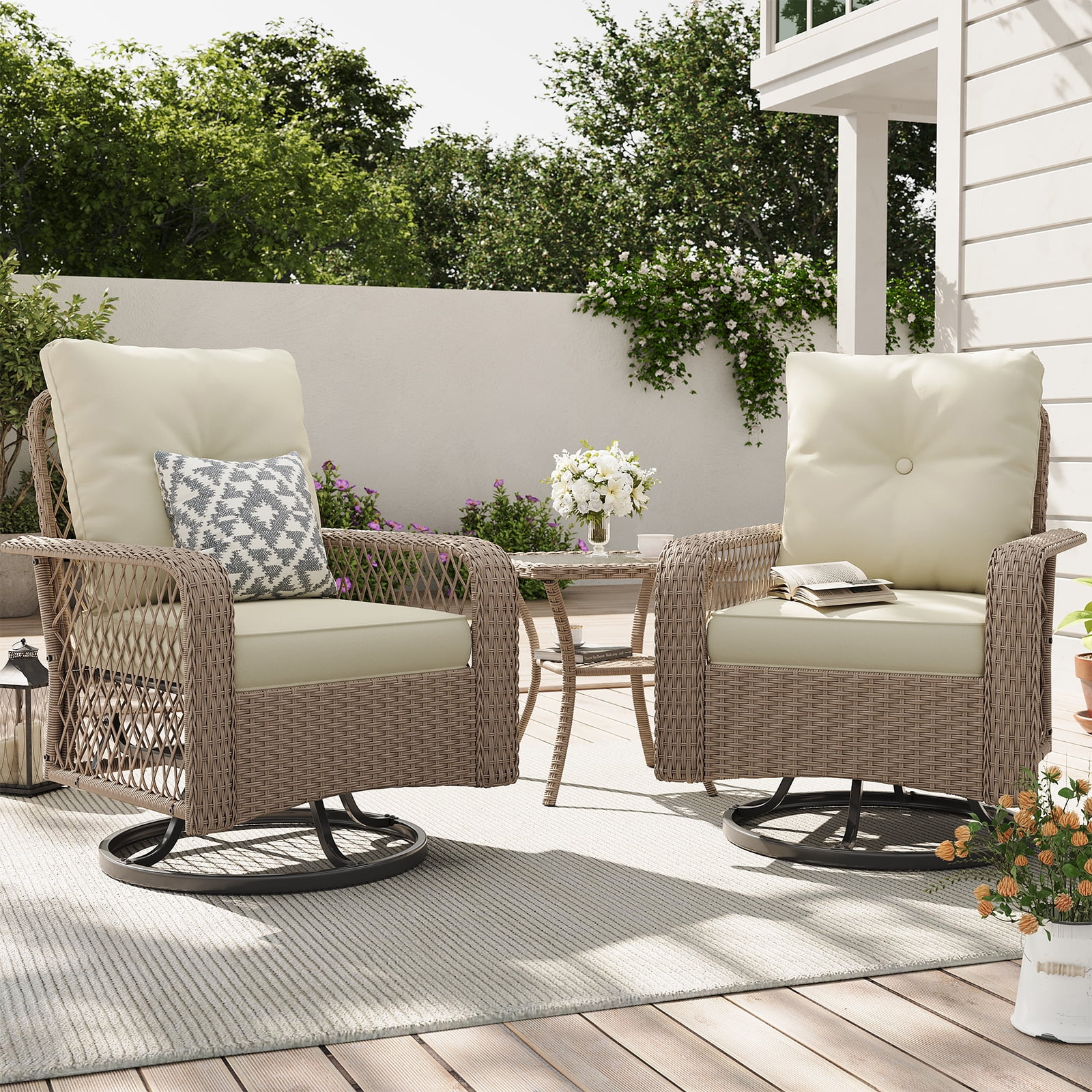 ELPOSUN 3 Pieces Patio Furniture Set, Outdoor Swivel Gliders Rocker ...