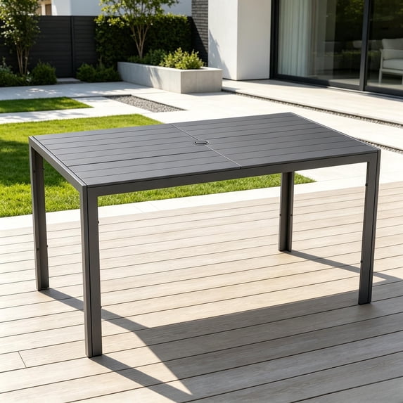 ELPOSUN Patio Outdoor Dining Table Rectangular for 6，All-Weather ...