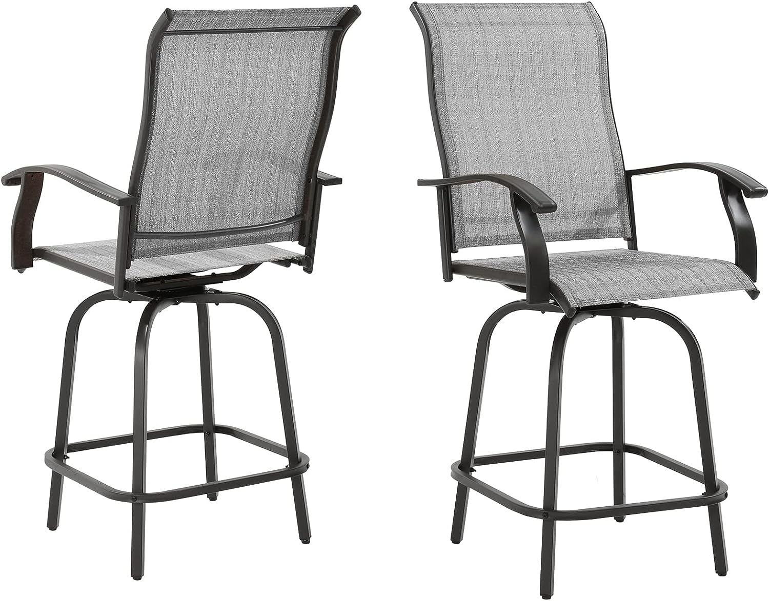 Costway Set of 2 Outdoor Bar Height Dining Chairs Tall Patio Metal Pub ...