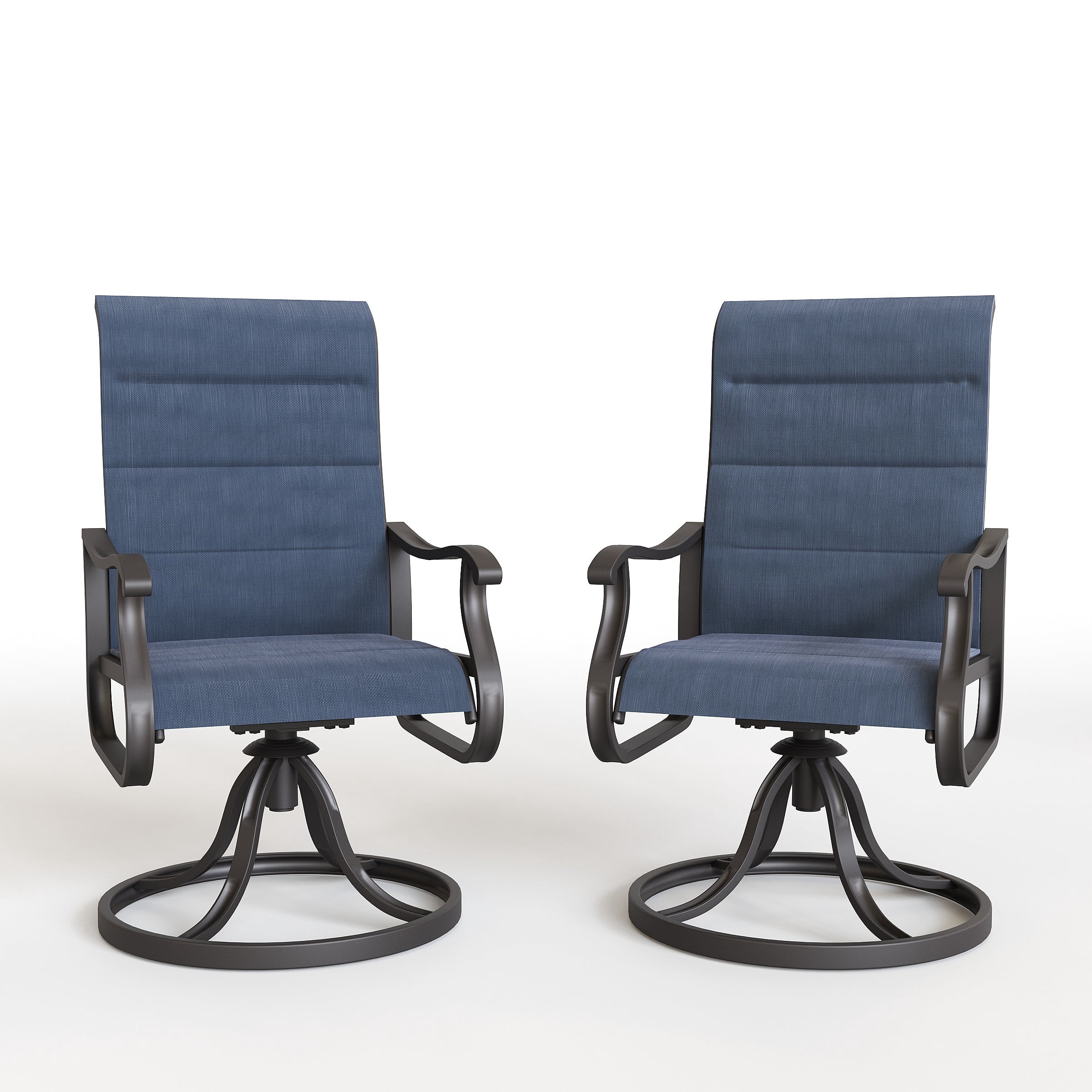 ELPOSUN Set of 2 Patio Swivel Chairs, High Back Padded, All-Weather ...
