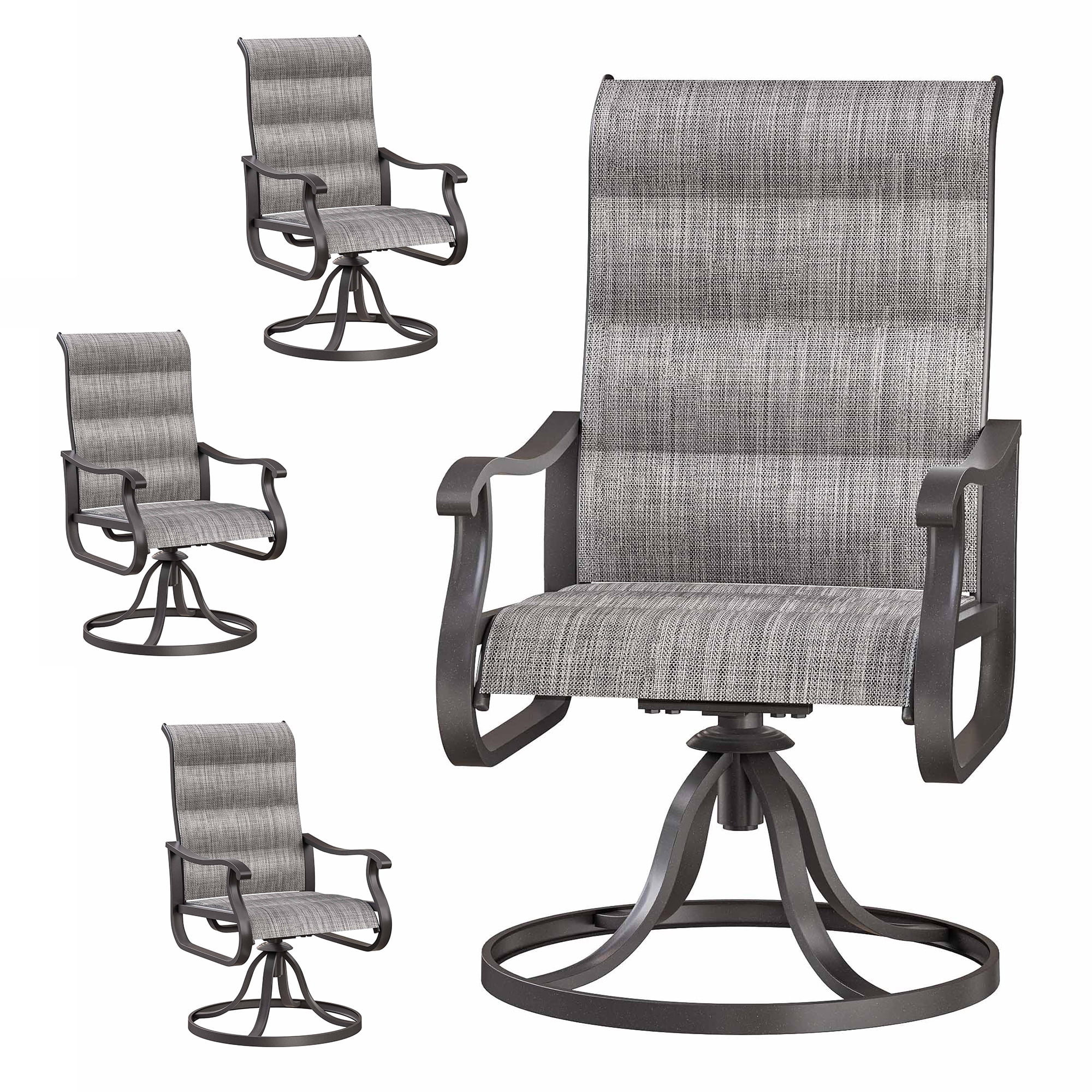ELPOSUN 4-Piece Patio Swivel Chairs, High Back Padded, All-Weather ...