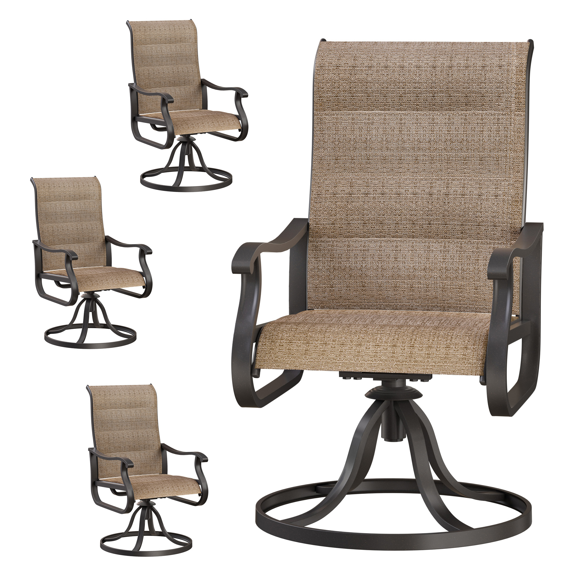 Nuu Garden Outdoor 2-Piece Patio Swivel Chair Set, Textilene Fabric ...