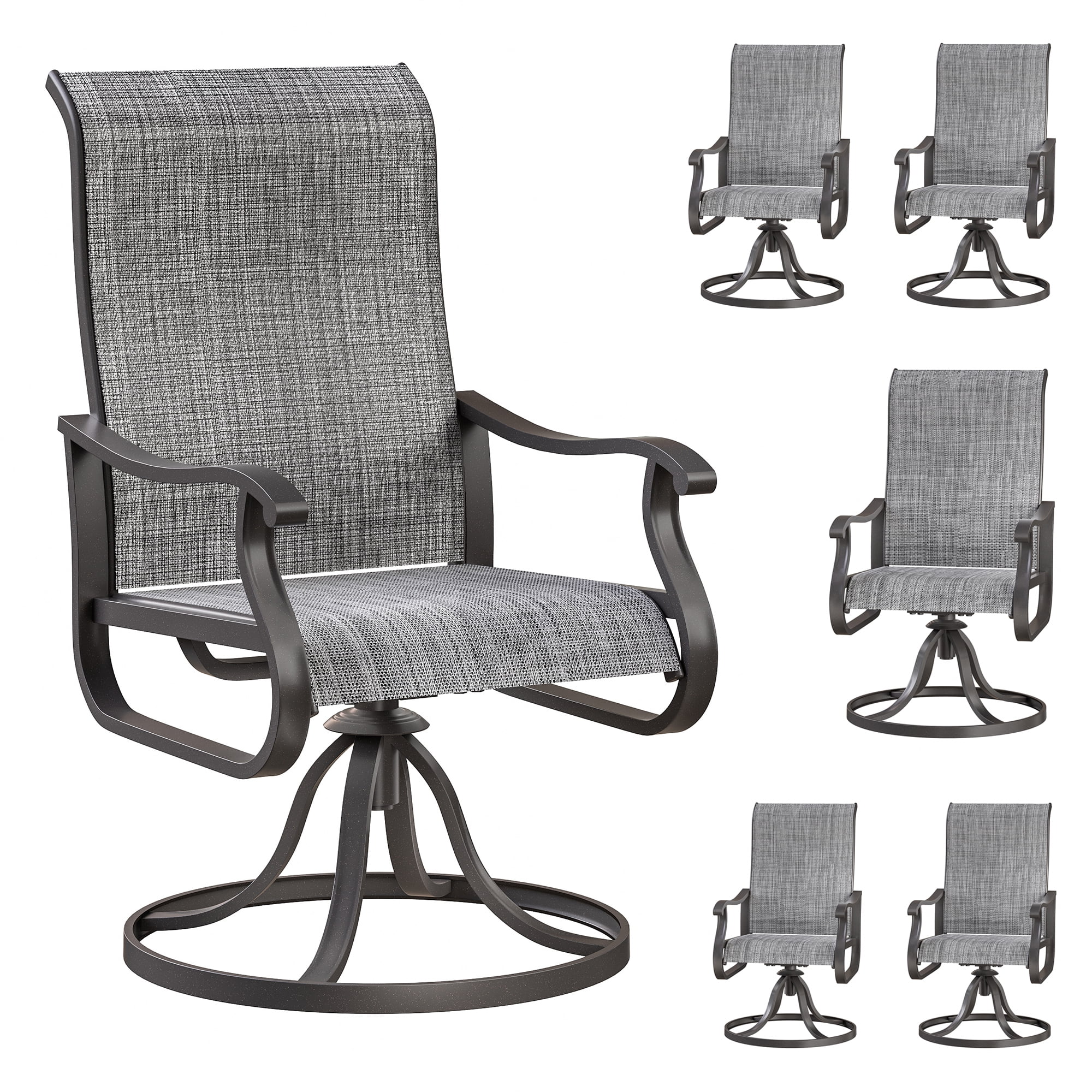 ELPOSUN Patio Swivel Chairs Set of 6, Outdoor Dining Chairs High Back ...