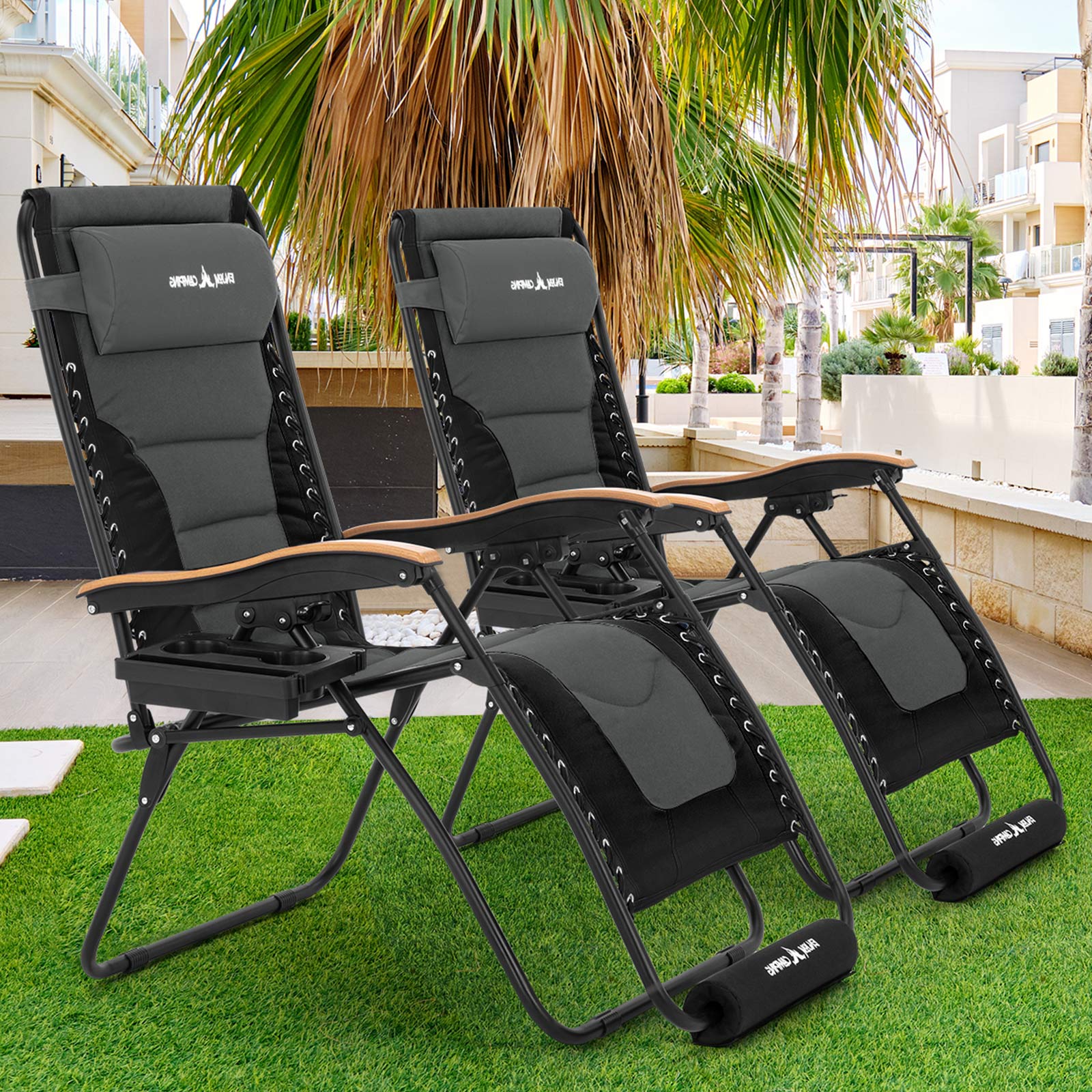 Costway 2PCS Zero Gravity Patio Lounge Chairs and Outdoor Folding ...