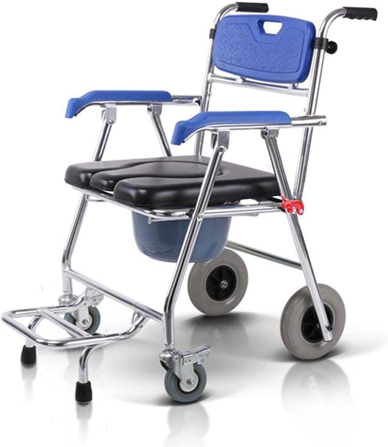 ELQ Folding Shower Commode Wheelchair, 4 in 1 Rolling Transport Toilet ...