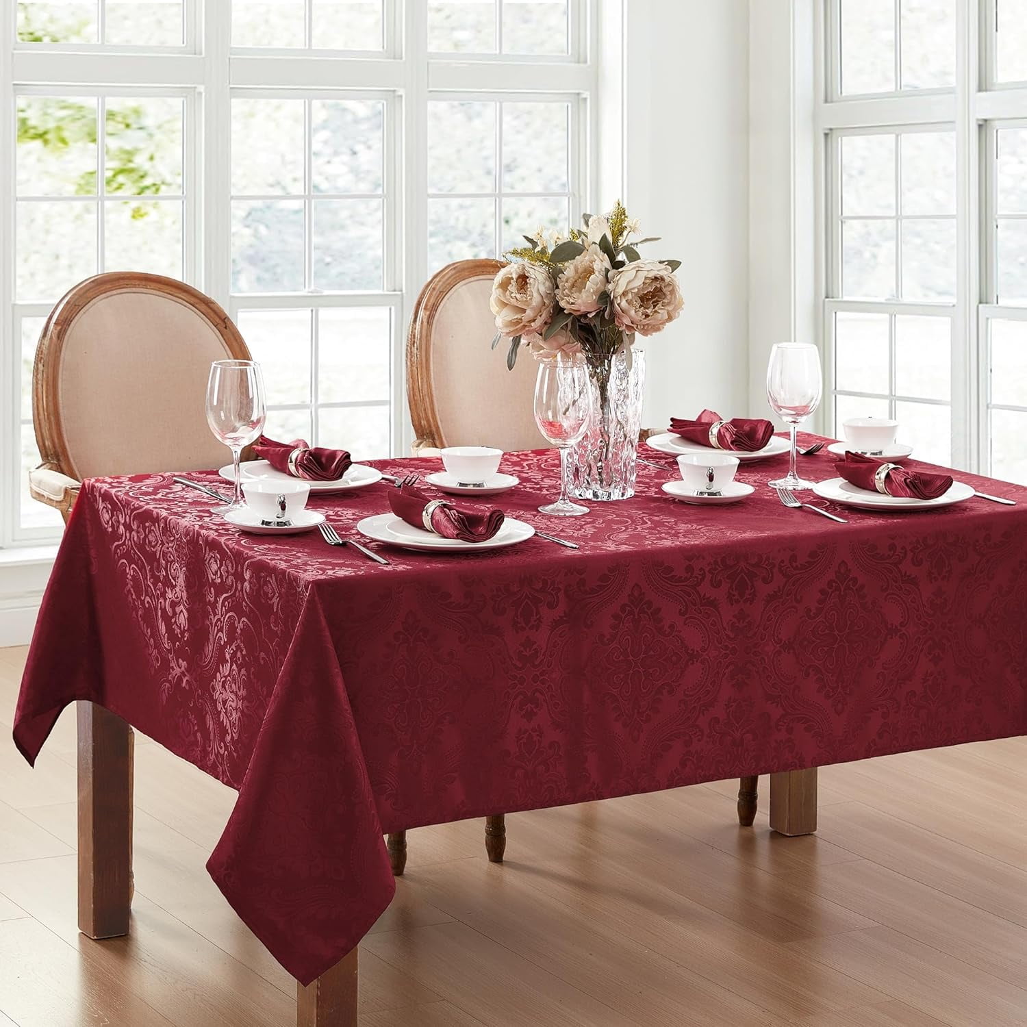 ELRENE HOME FASHIONS Caiden Elegance Damask Waterproof, Stain & Wrinkle Resistant Fabric ...