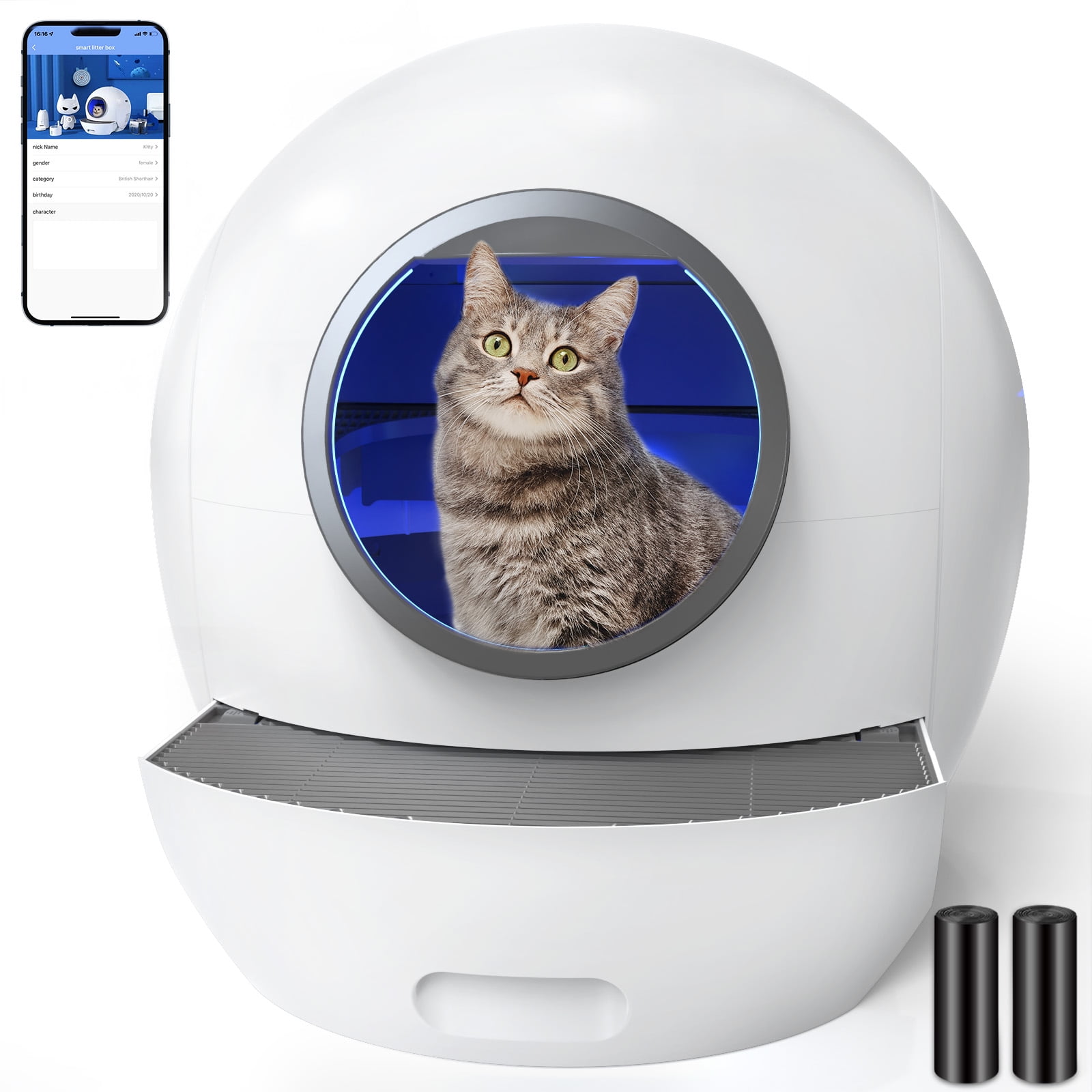 ELS PET Auto System Smart Cat Litter Box, WiFi APP Control, Automatic ...