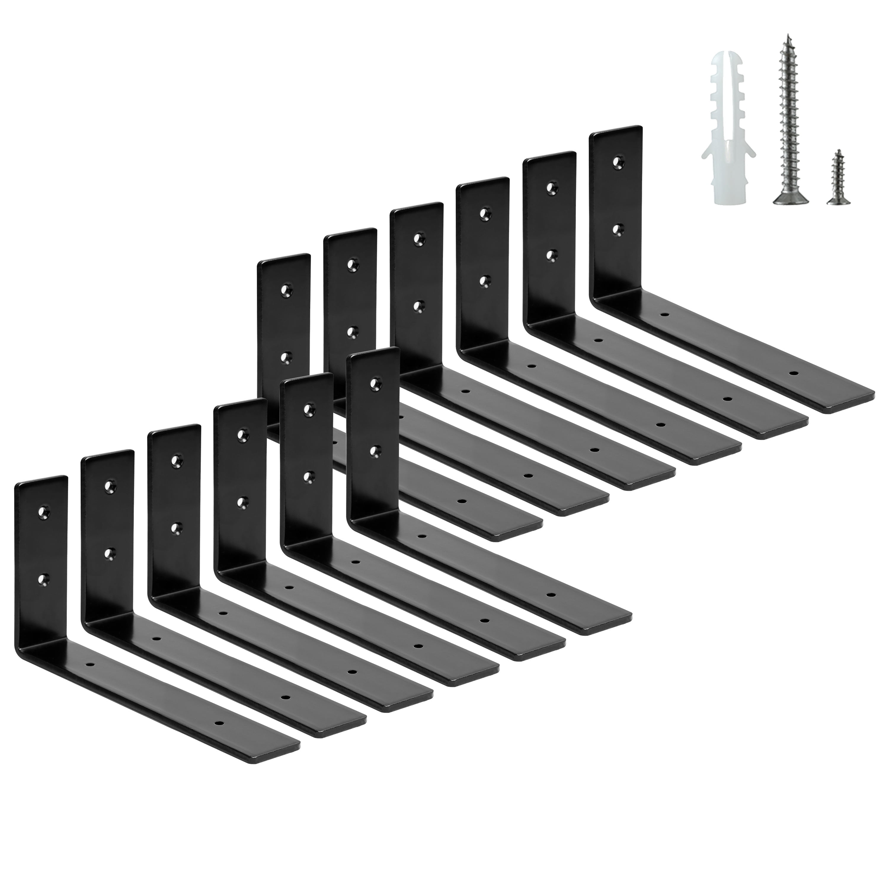 ELSKER&HOME Shelf Brackets 8 Inch, 12 Pack Floating Shelf L Brackets ...