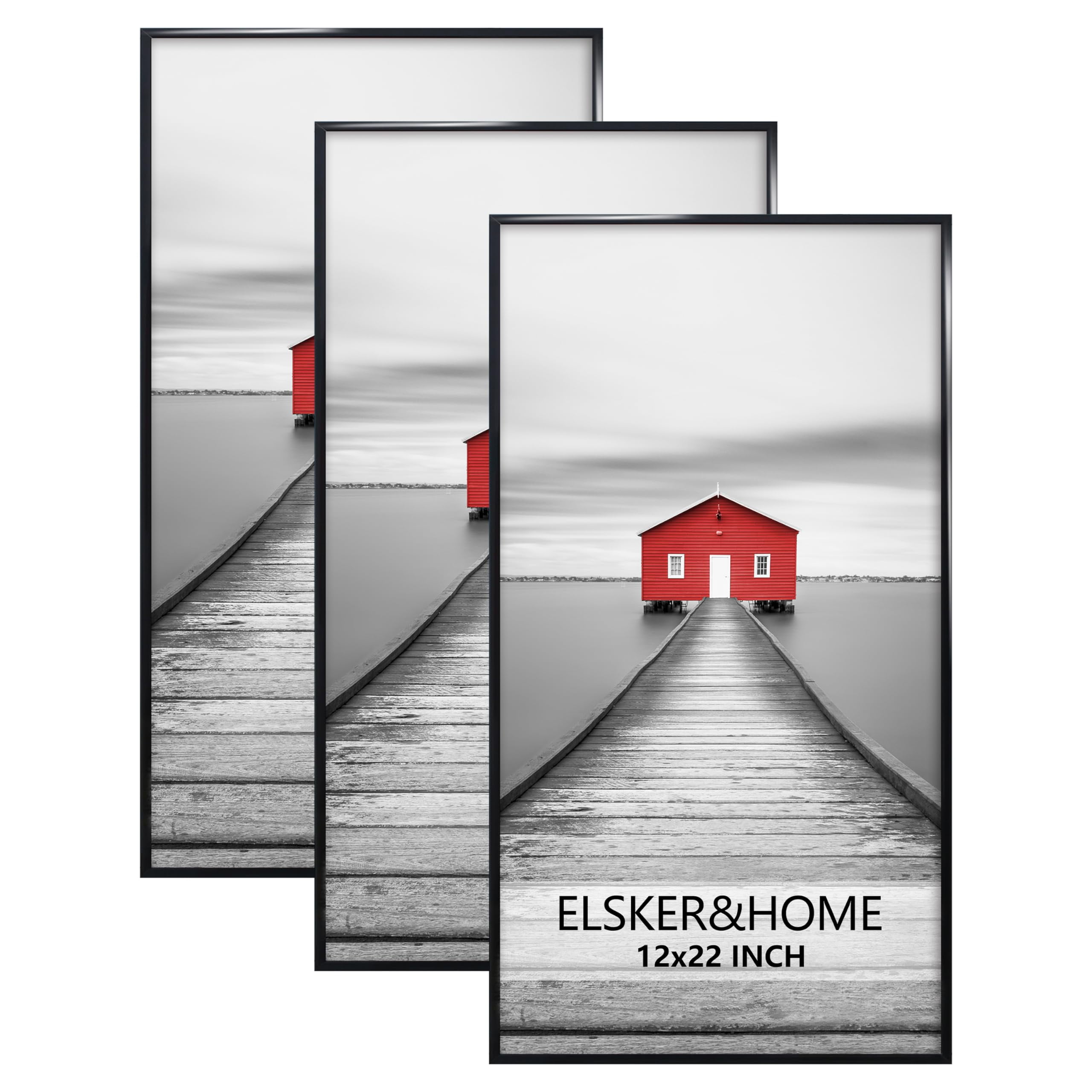ELSKER&HOME 12x22 Poster Frame 3 Pack, Black 12x22 Picture Frame for ...