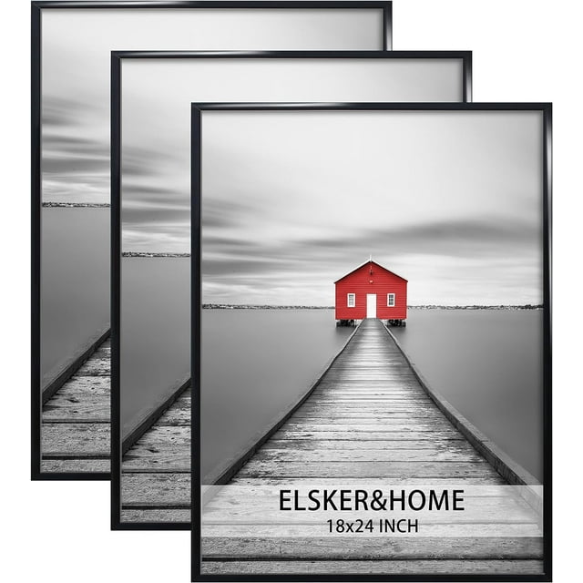 ELSKER&HOME 18x24 Black Poster Frame 3 Pack, Suitable for Horizontal or ...
