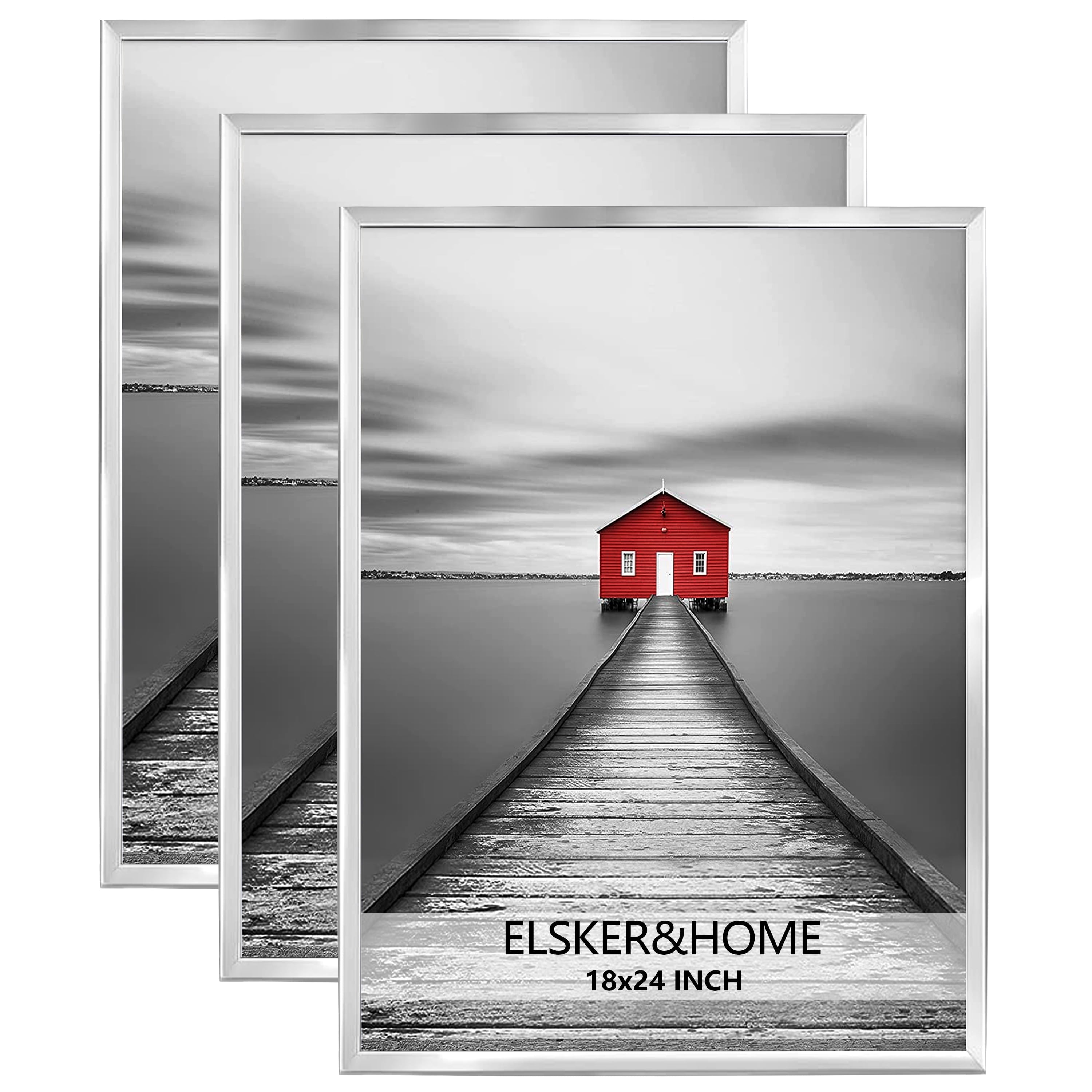 ELSKER&HOME 18x24 Poster Frame 3 Pack, Sliver Picture Frame for ...