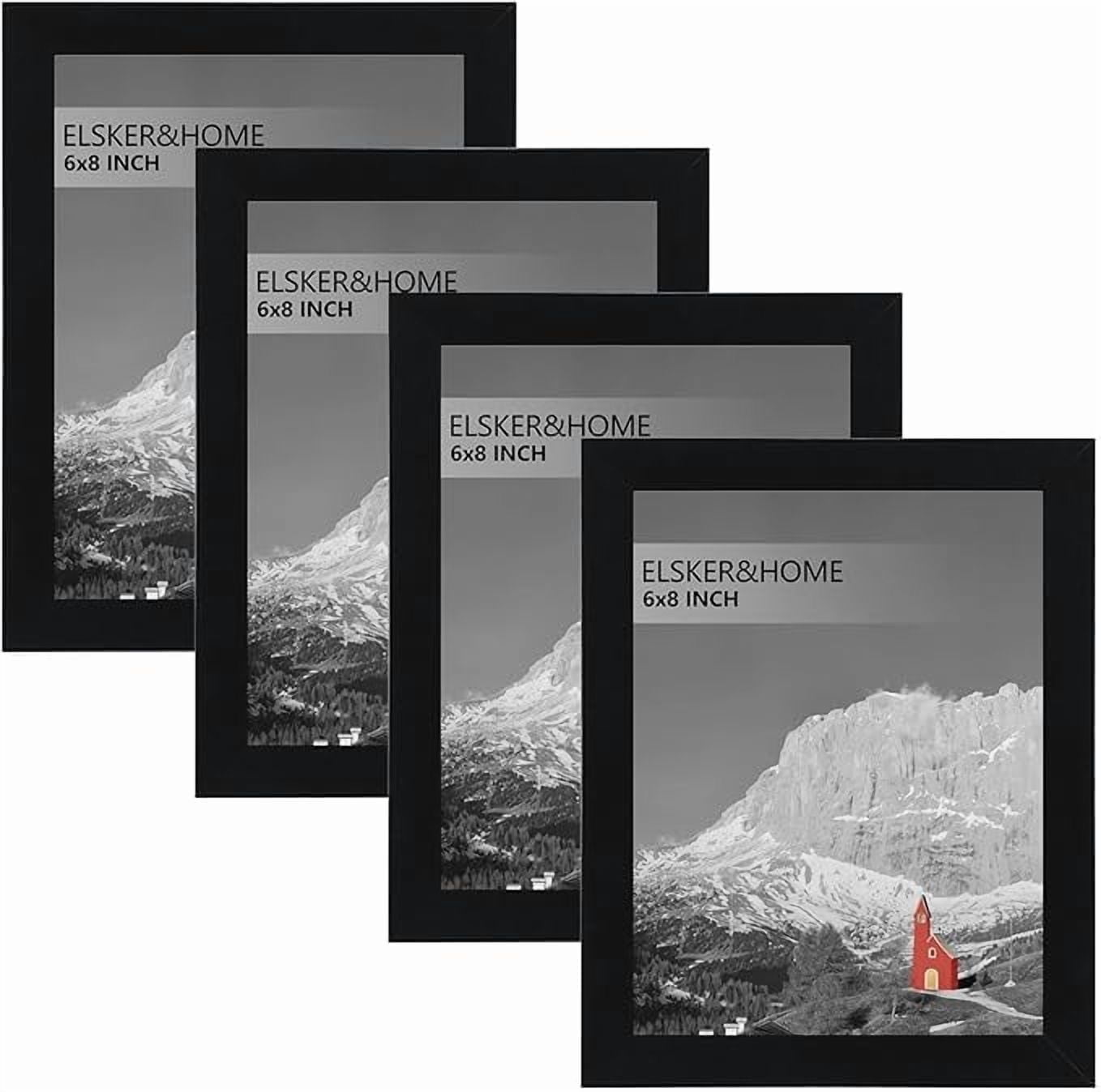 ELSKER&HOME 7x9 Picture Frame Set of 4, Black Sturdy Wood Composite ...