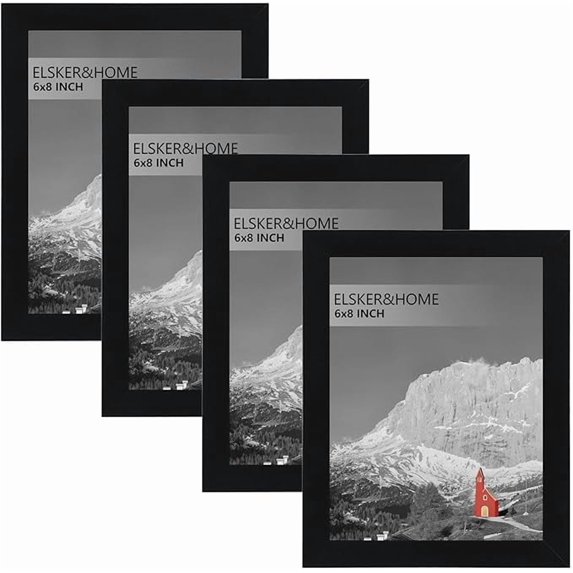 ELSKER&HOME 7x9 Picture Frame Set of 4, Black Sturdy Wood Composite ...