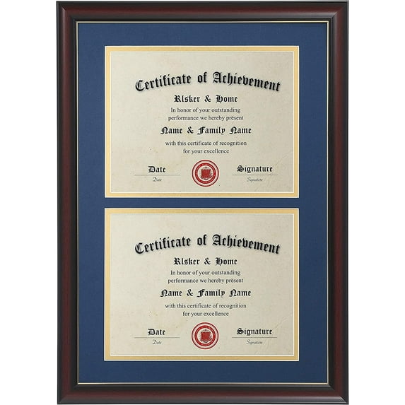 ELSKER&HOME Double Certificate Frame-Cherry Wood Color Golden Rim- 2.0 ...