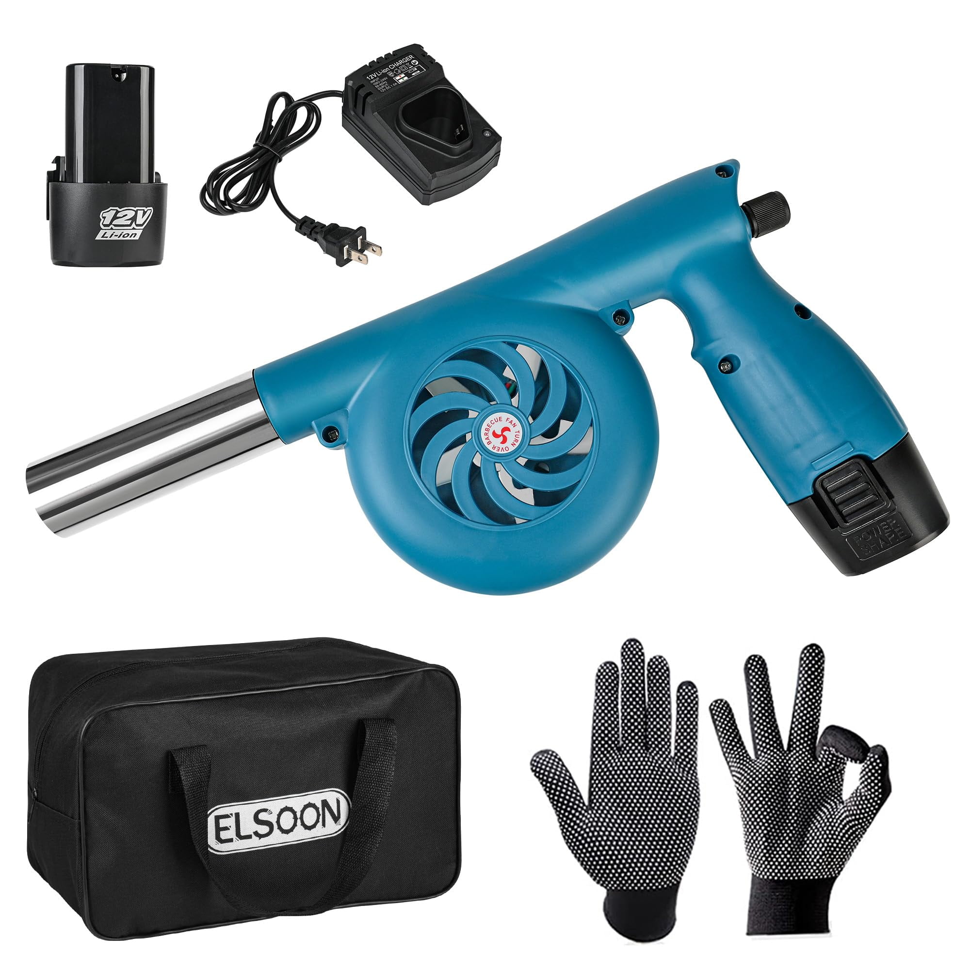 ELSOON Electric Bellows Portable Fireplace Tools 12V 5000 RPM Fan ...
