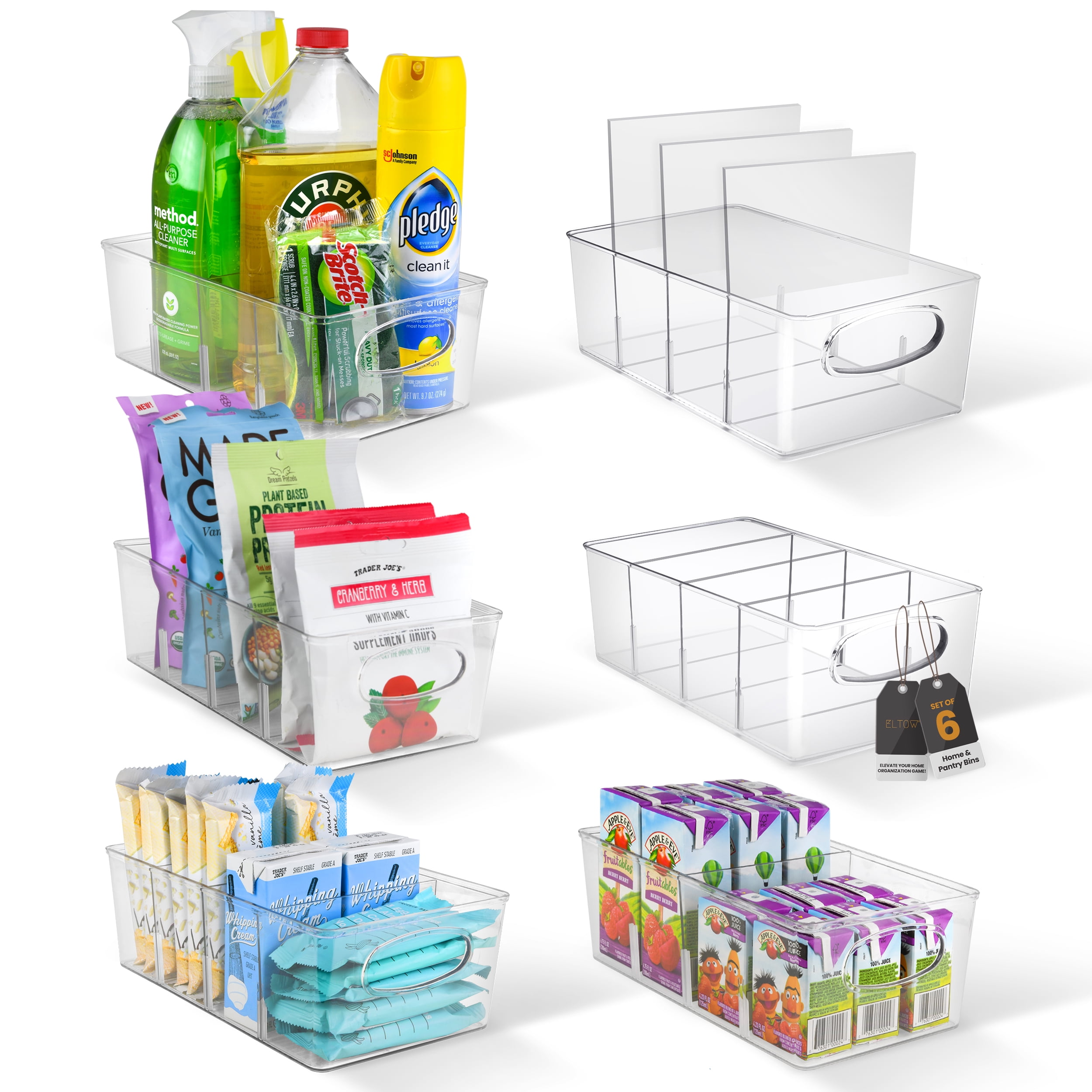 ELTOW Clear Pantry Bins for Food Organization and Storage, Pack of 6 ...